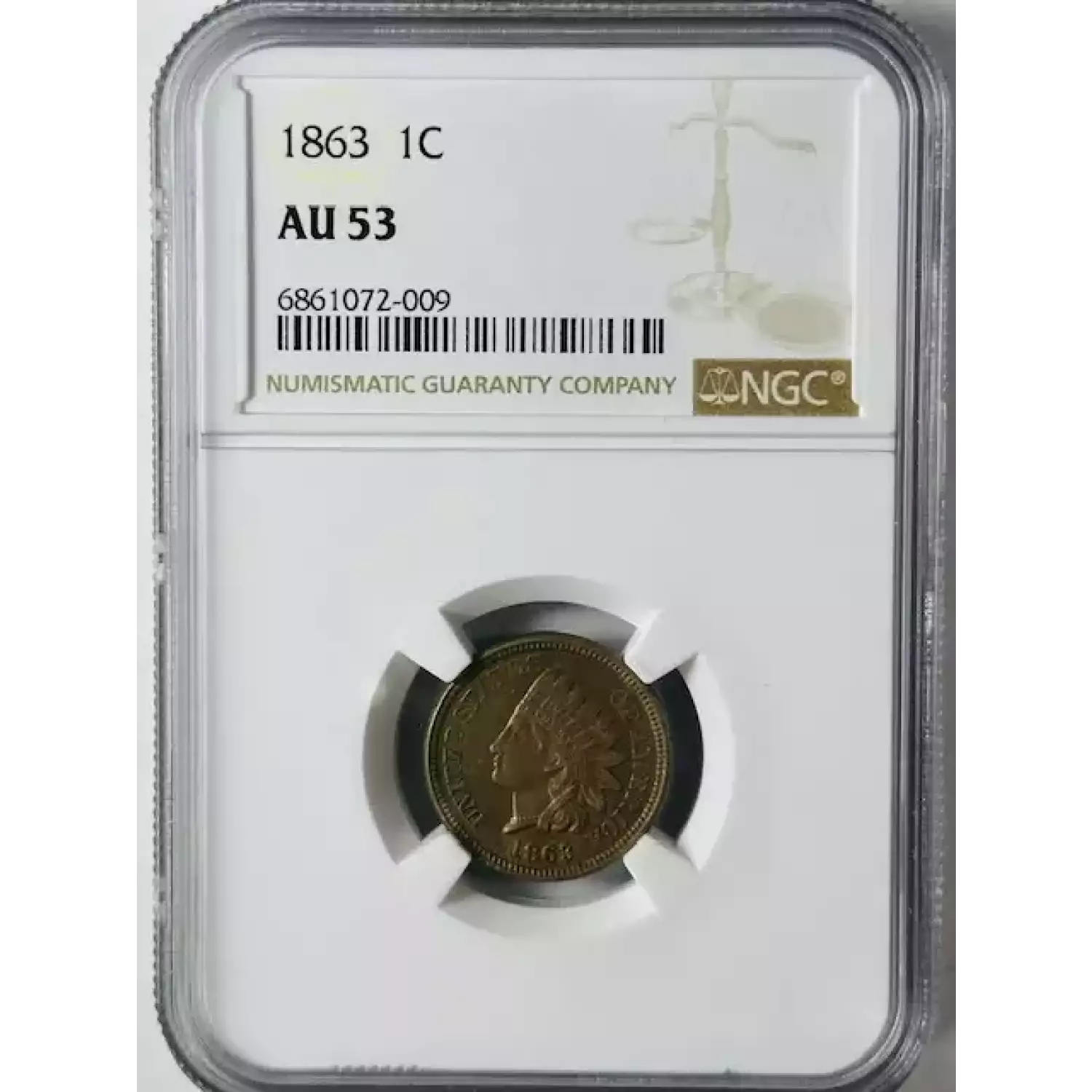 1863 Small Cents Indian Head NGC AU-53 - Bob Paul Rare Coins
