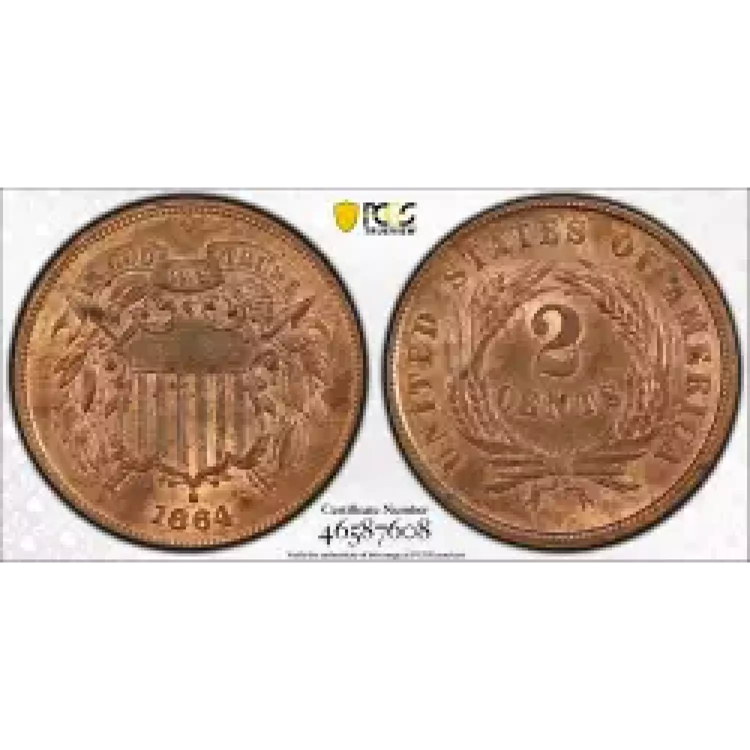 1864 Two cent piece PCGS MS-63 RB Large Motto - Bob Paul Rare Coins