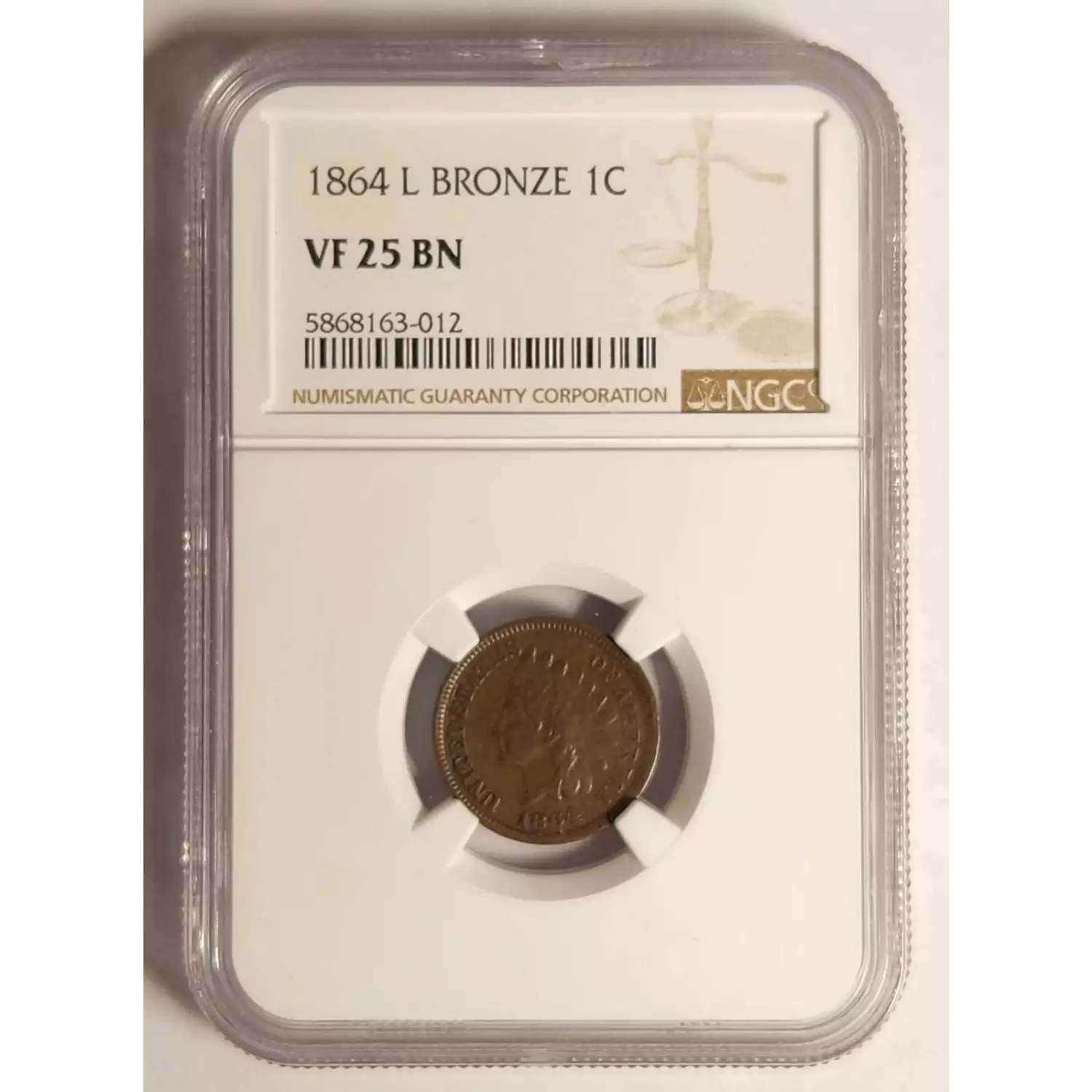 1864 Small Cents Indian Head NGC VF-25 BN NO L - BRONZE - Bob Paul Rare Coins