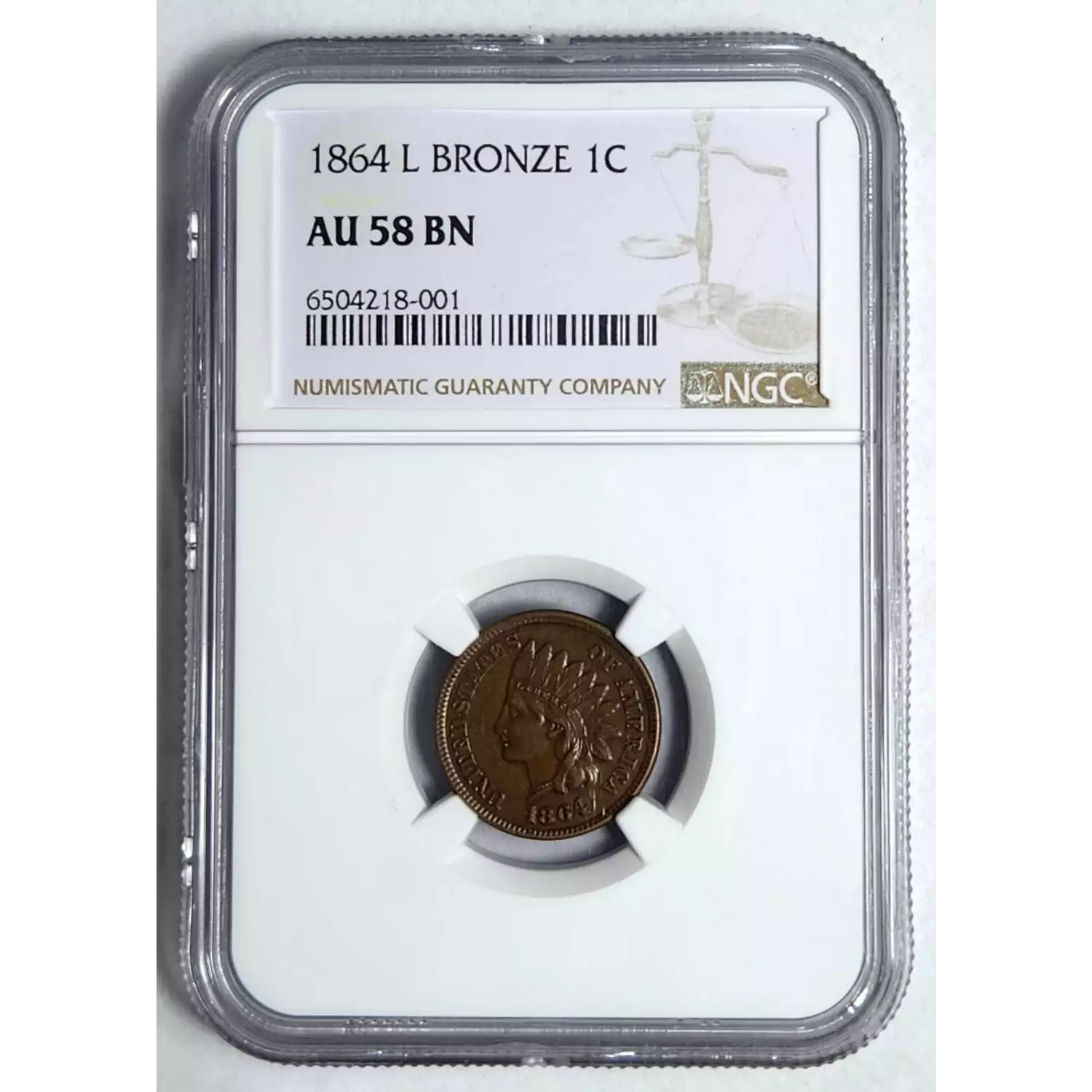 1864 Small Cents Indian Head NGC AU-58 BN - BRONZE - Bob Paul Rare Coins