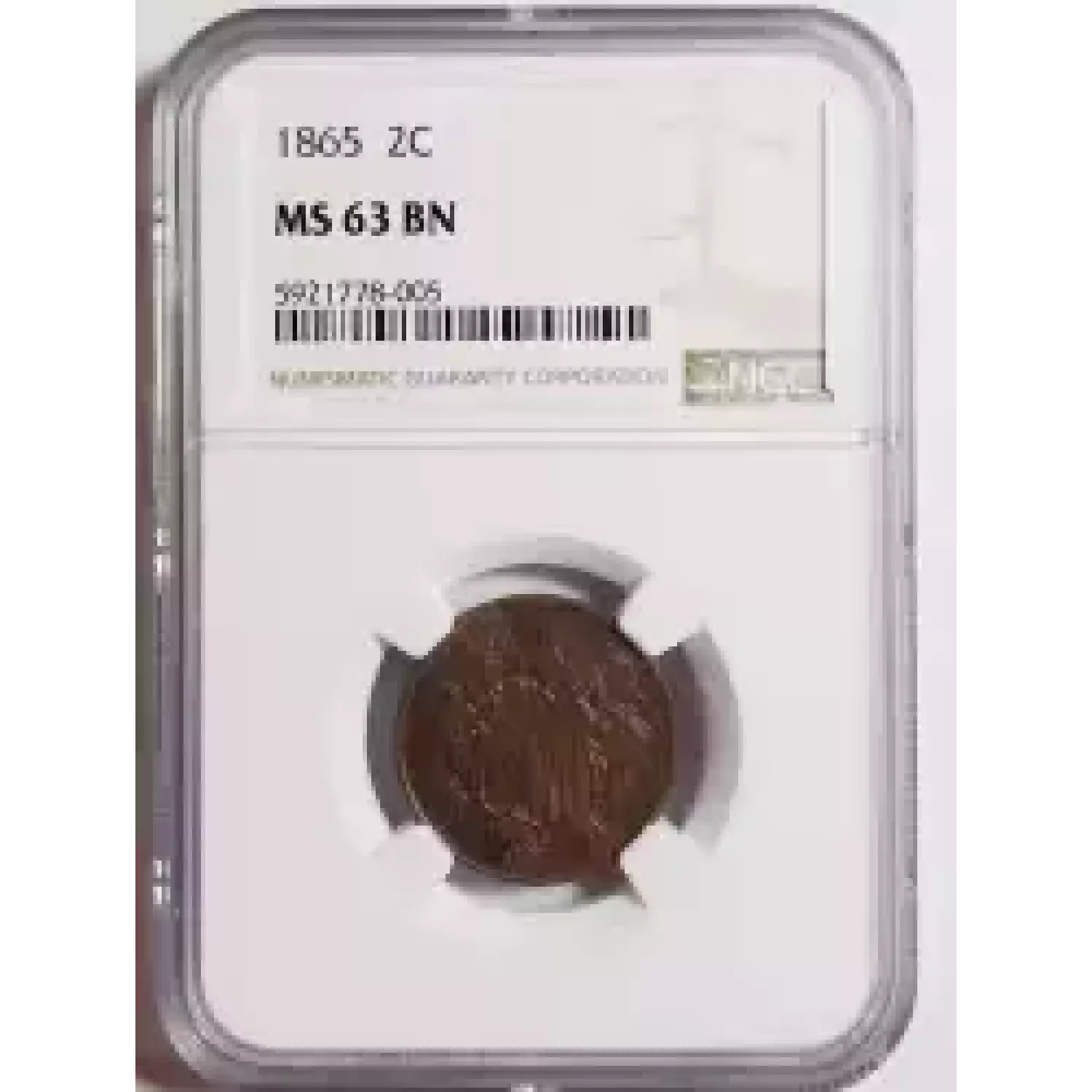 1865 NGC MS-63 BN Two cent piece - Bob Paul Rare Coins