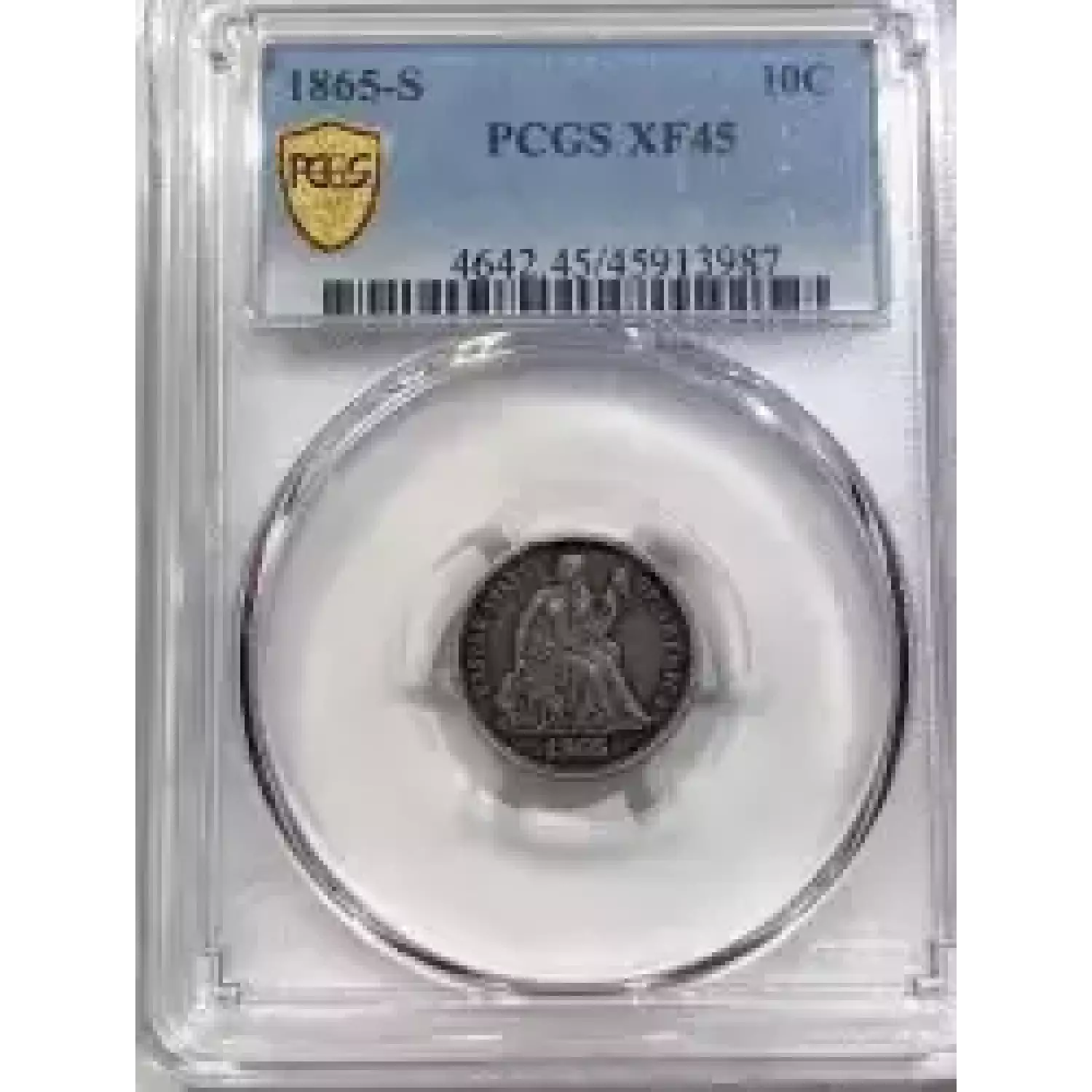 1865-S Liberty Seated Dime PCGS XF-45 - Bob Paul Rare Coins