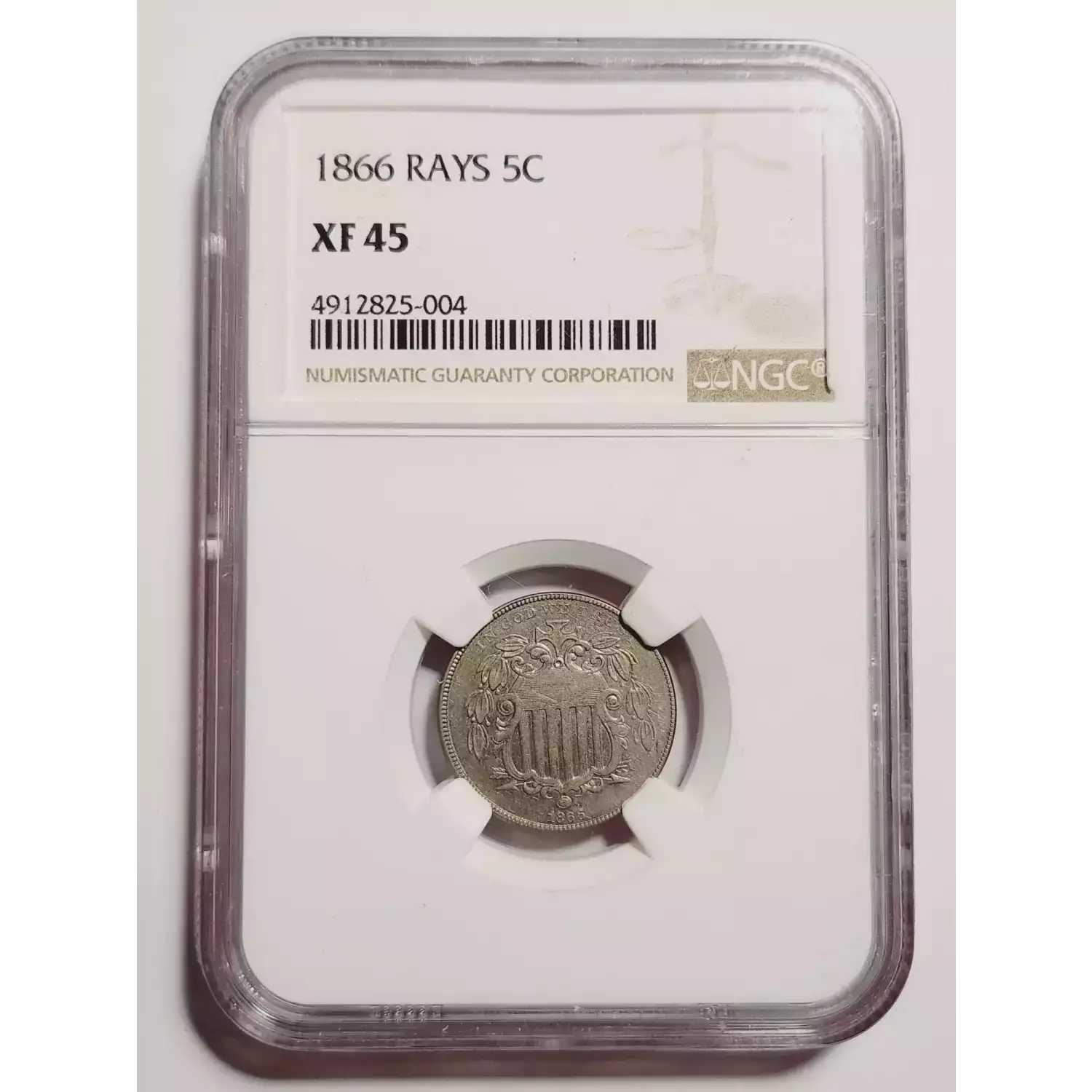 1866 Nickel Shield NGC XF-45 RAYS - Bob Paul Rare Coins