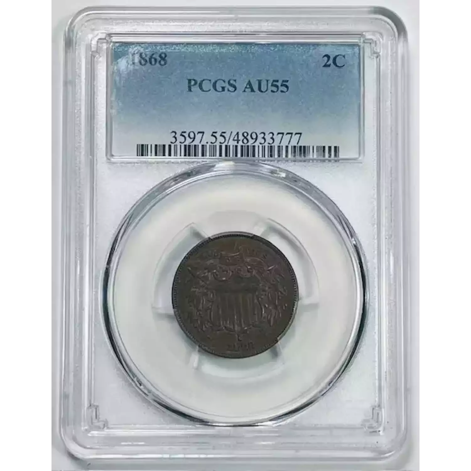1868 Two cent piece PCGS AU-55 BN - Bob Paul Rare Coins