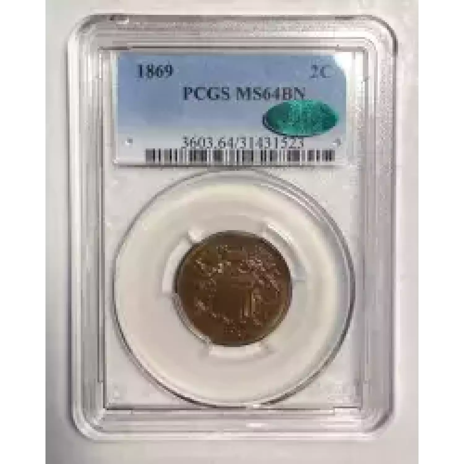 1869 Two cent piece PCGS MS-64 BN CAC - Bob Paul Rare Coins