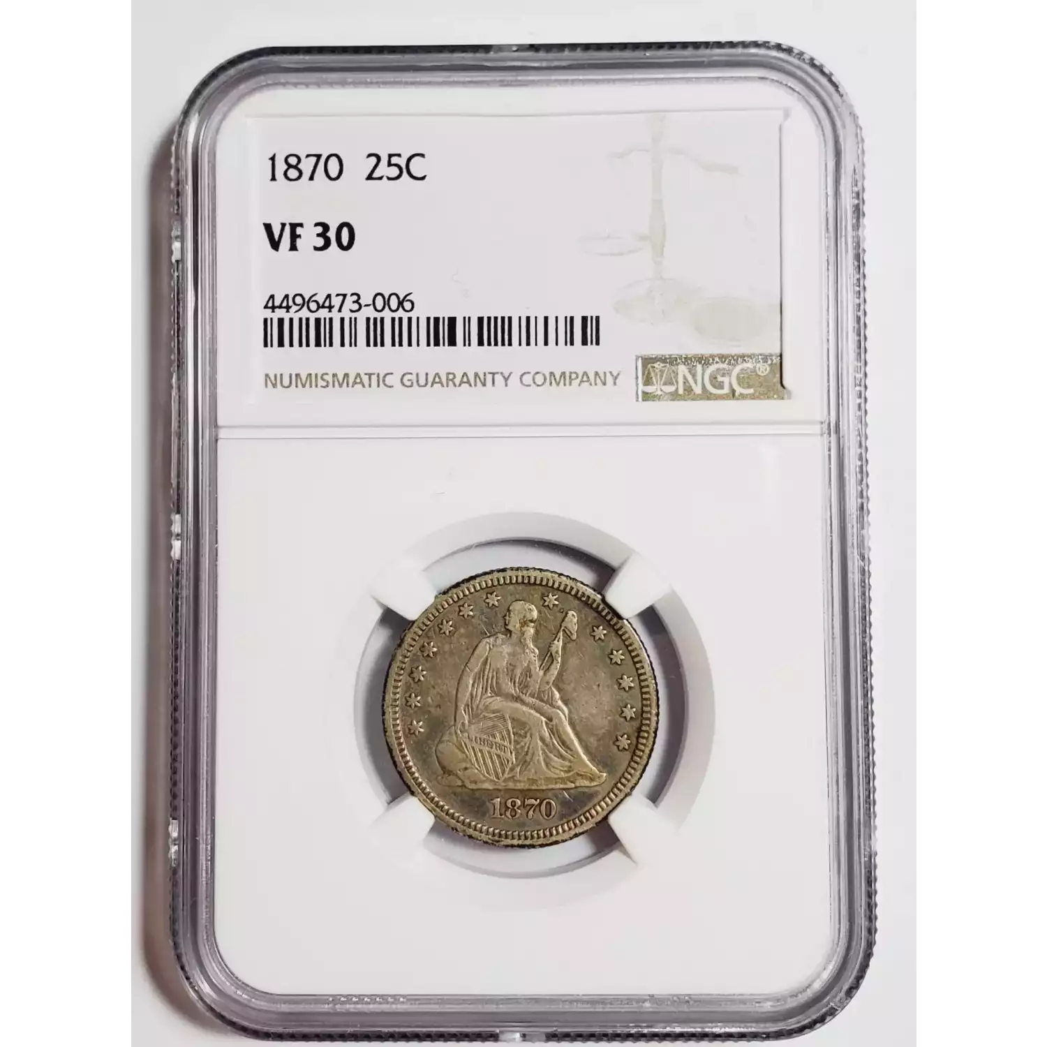 1870 Seated Liberty Quarter NGC VF-30 - Bob Paul Rare Coins