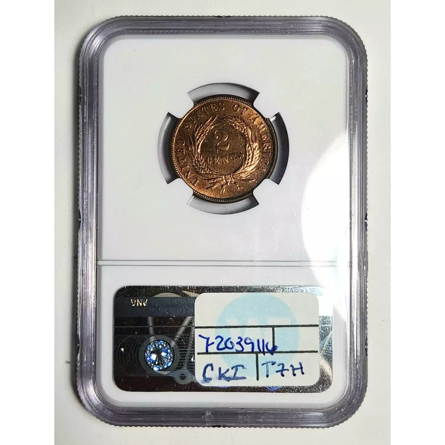 1870 Two cent piece NGC PF-64 RB CAC - Bob Paul Rare Coins