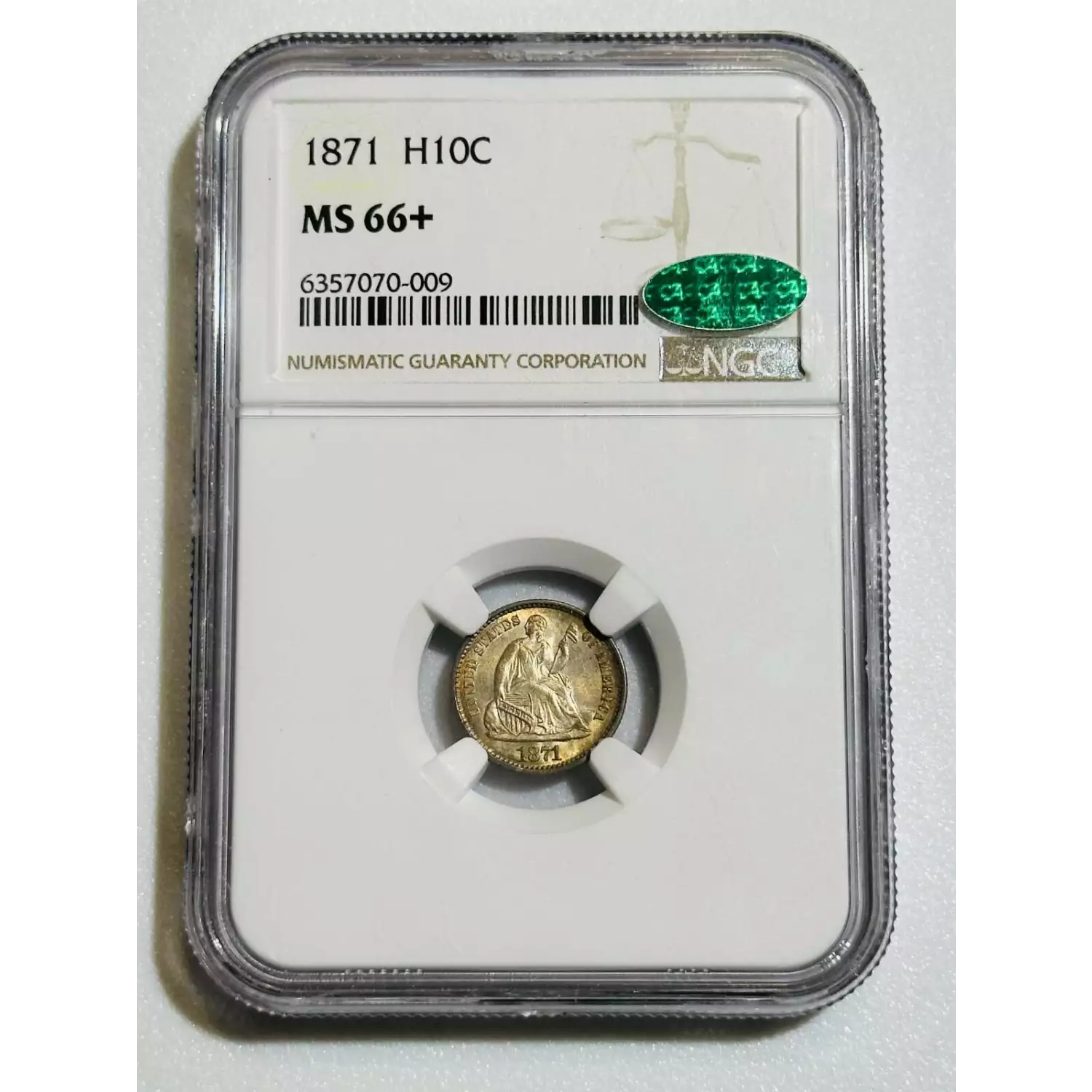 1871 Liberty Seated Half Dime NGC MS-66+ CAC - Bob Paul Rare Coins