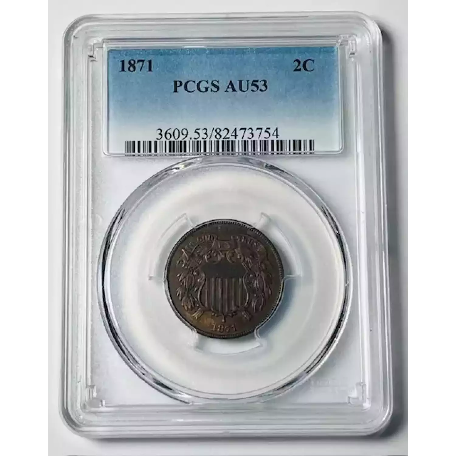 1871 Two cent piece PCGS AU-53 BN - Bob Paul Rare Coins