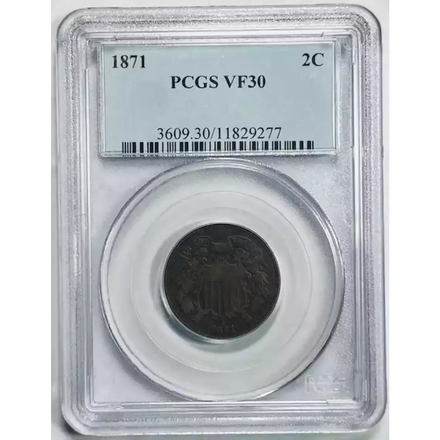 1871 Two cent piece PCGS VF-30 BN - Bob Paul Rare Coins