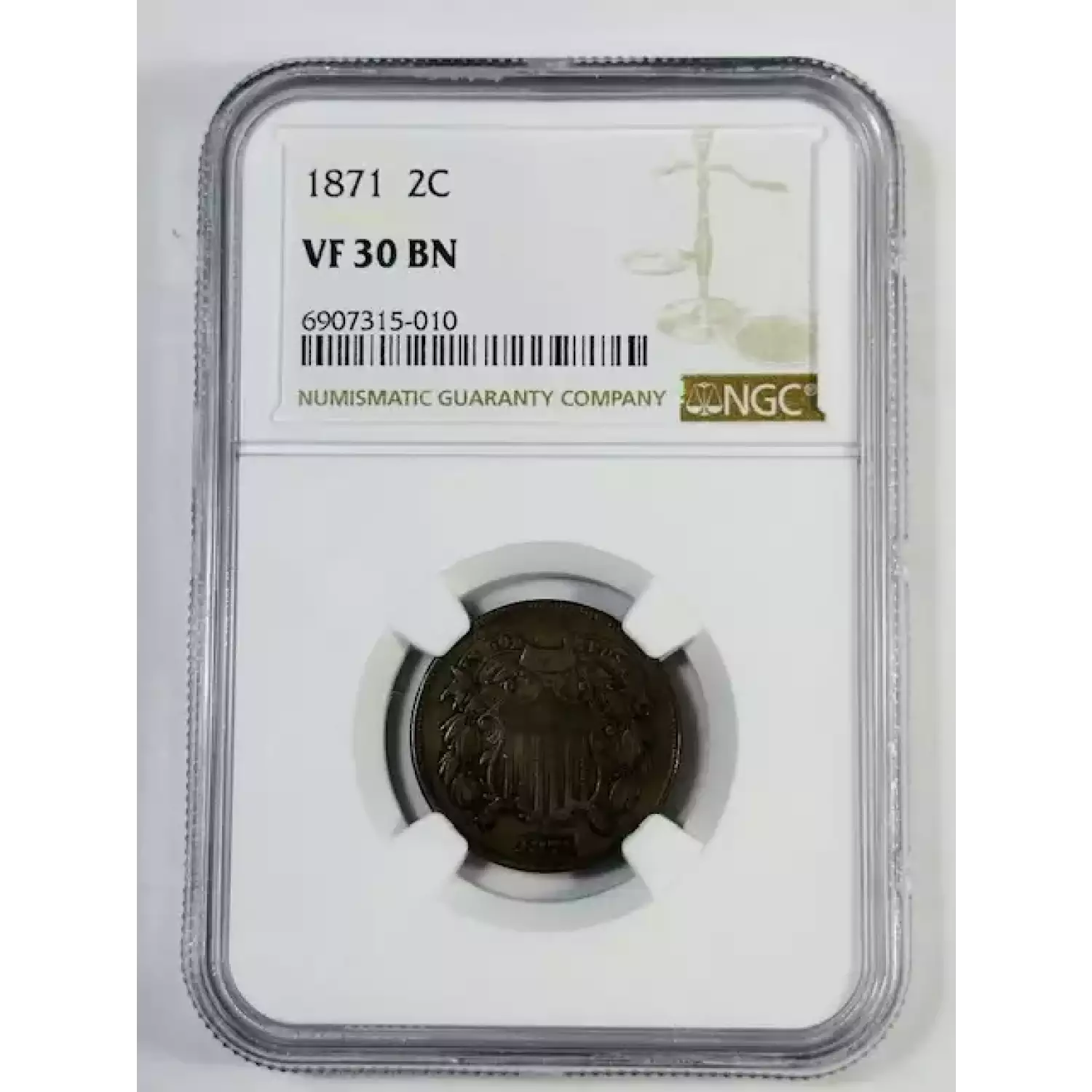 1871 Two cent piece NGC VF-30 BN - Bob Paul Rare Coins