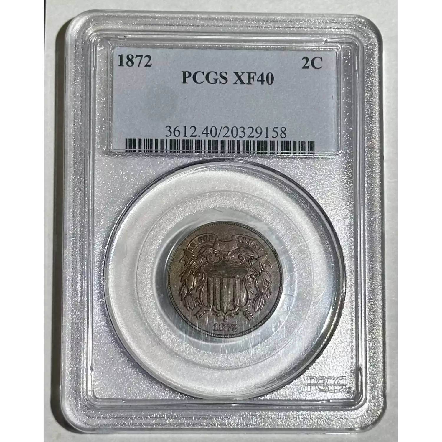 1872 Two cent piece PCGS XF-40 BN - Bob Paul Rare Coins