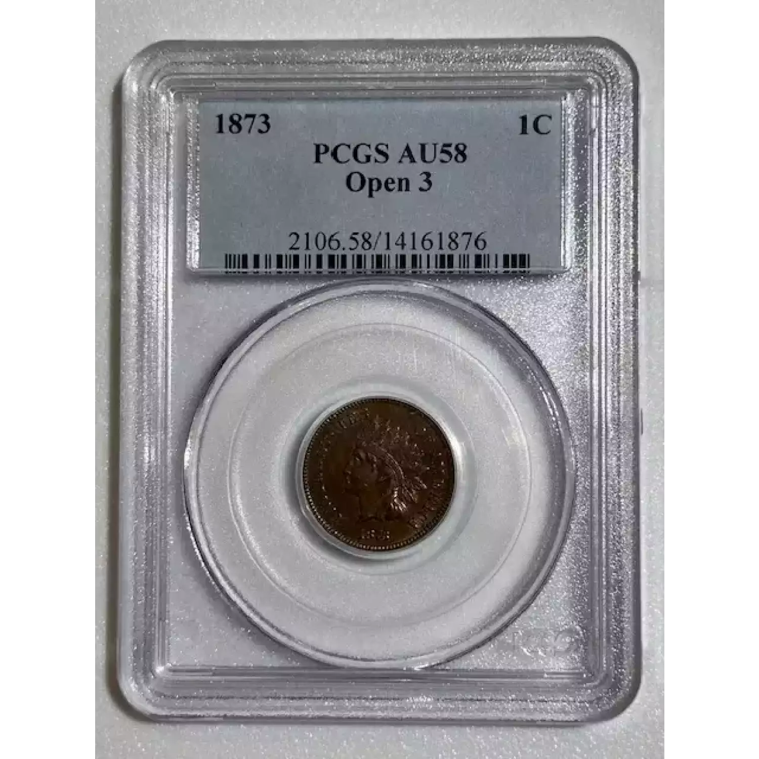 1873 Small Cents Indian Head PCGS AU-58 BN Open 3 - Bob Paul Rare Coins