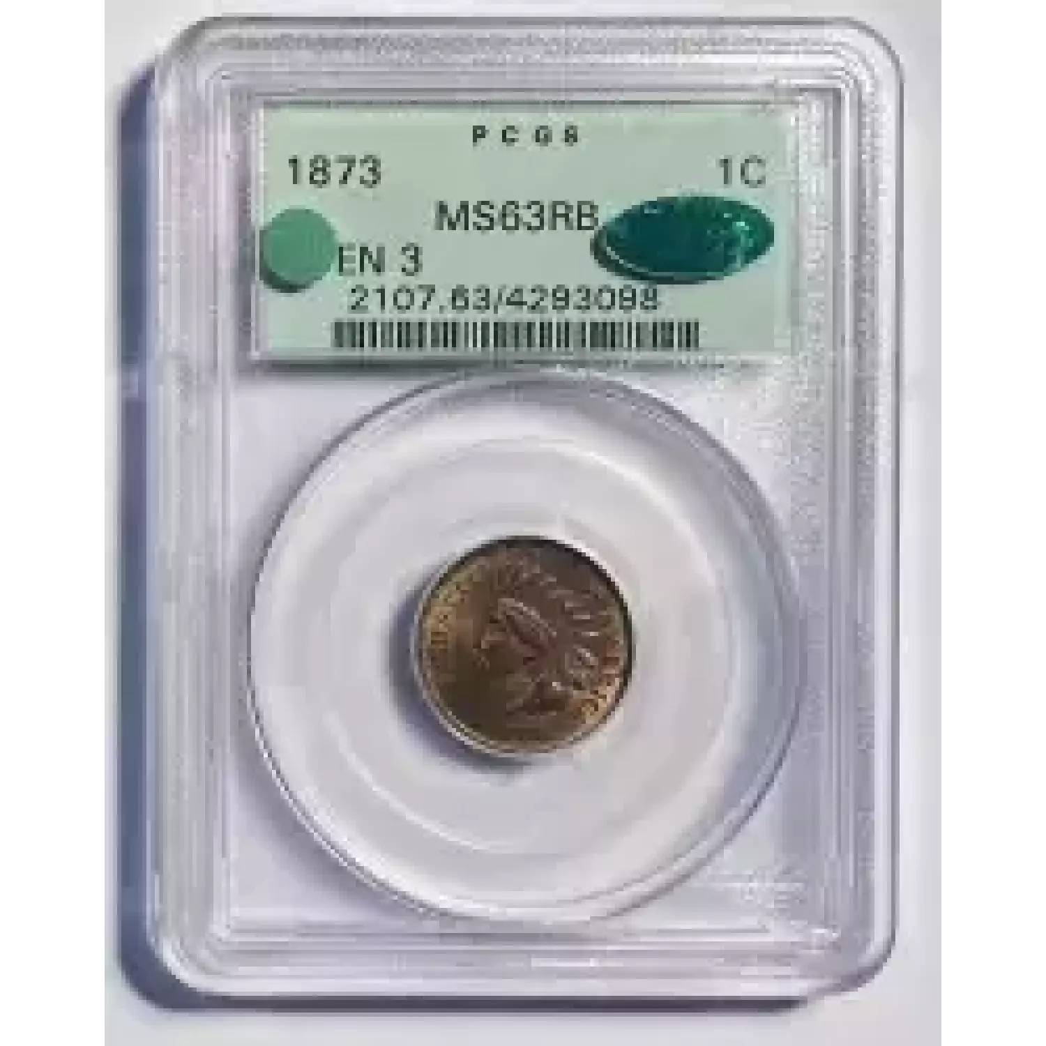 1873 Small Cents Indian Head PCGS MS-63 RB Open 3 CAC - Bob Paul Rare Coins