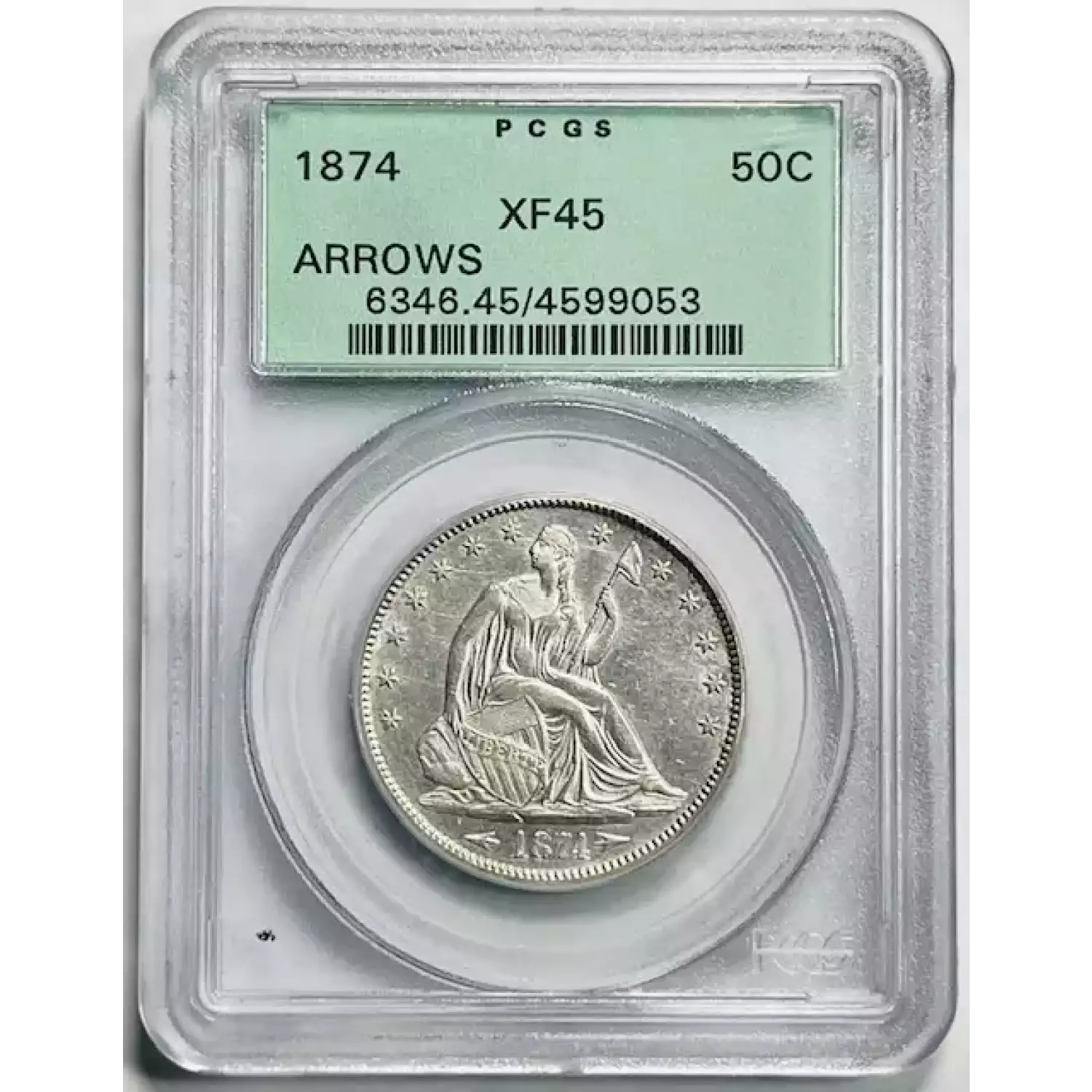 1874 Half Dollars Liberty Seated PCGS XF-45 Arrows Old Green Holder! - Bob Paul Rare Coins