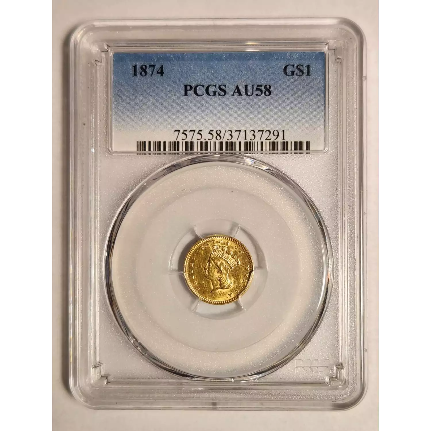 1874 Indian Princess Large Head Gold Dollar PCGS AU-58 - Bob Paul Rare ...