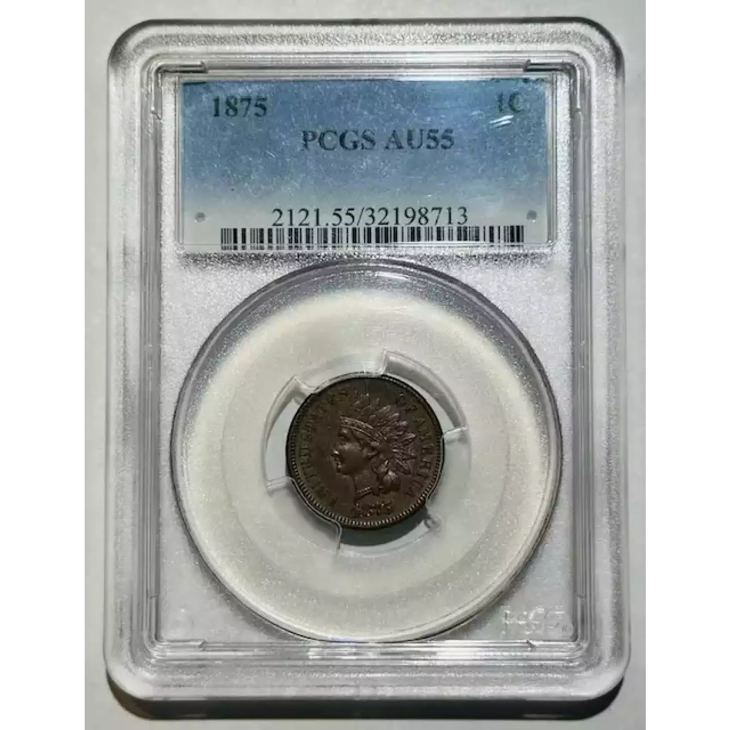 1875 PCGS AU-55 BN Small Cents Indian Head - Bob Paul Rare Coins