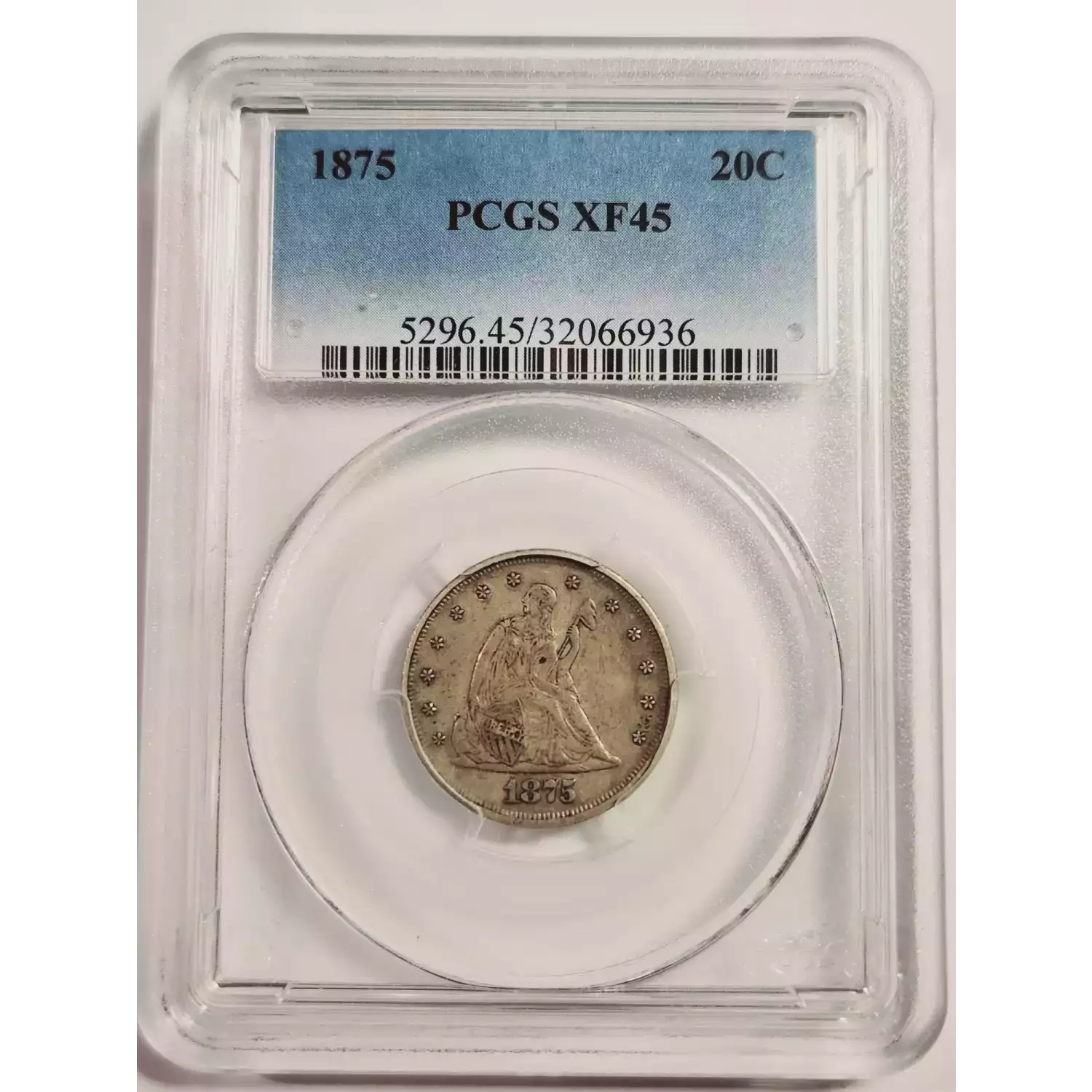 1875 Seated Liberty Twenty Cents PCGS XF-45 - Bob Paul Rare Coins