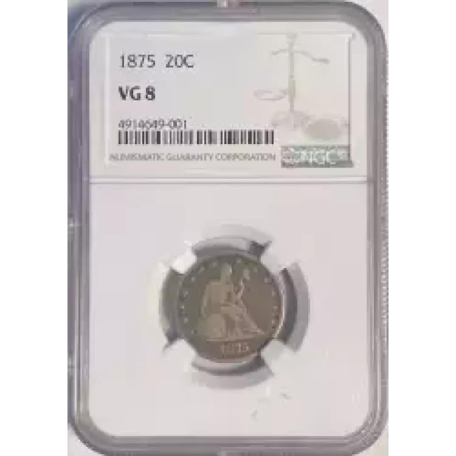 1875 Seated Liberty Twenty Cents NGC VG-8 - Bob Paul Rare Coins