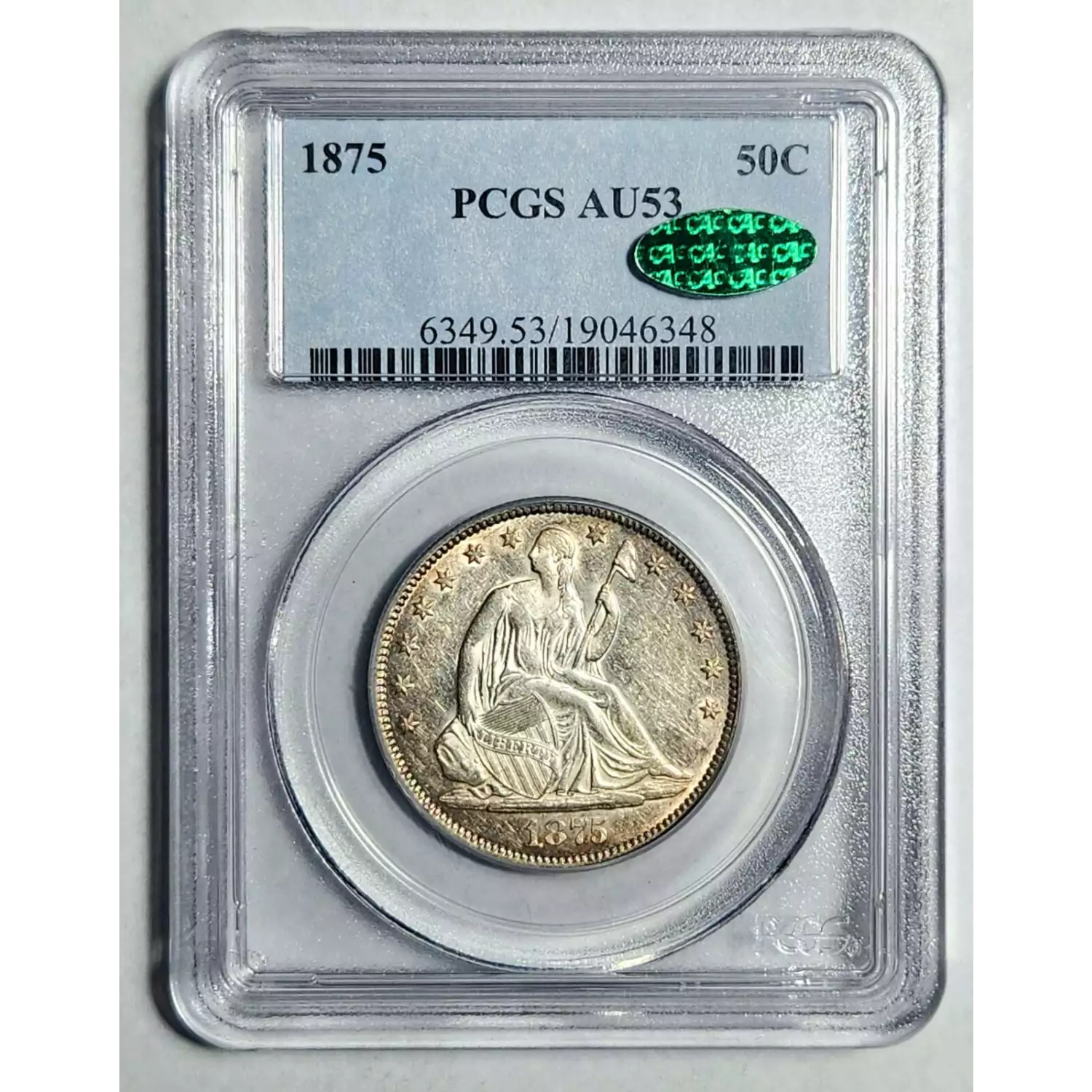 1875 Half Dollars Liberty Seated PCGS AU-53 - CAC CAC - Bob Paul Rare Coins