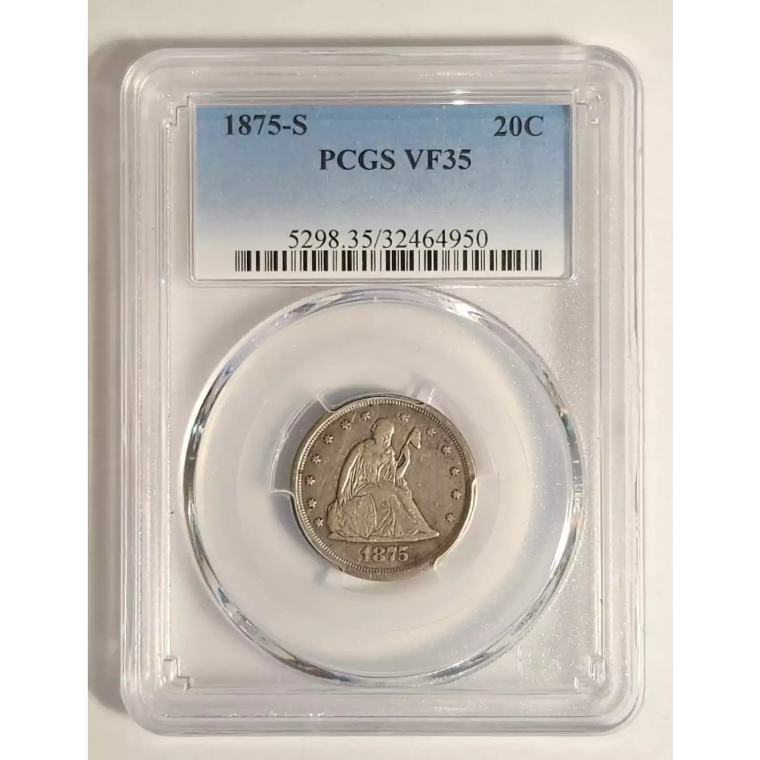 1875-S Seated Liberty Twenty Cents PCGS VF-35 - Bob Paul Rare Coins