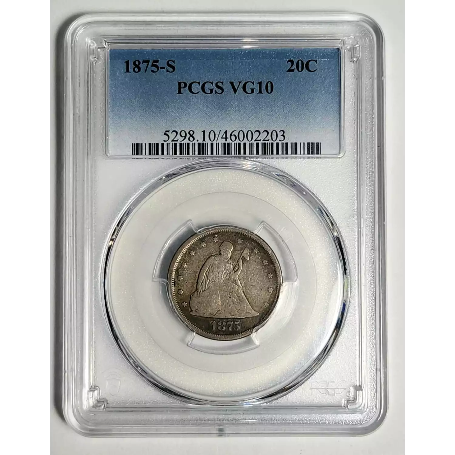 1875-S Seated Liberty Twenty Cents PCGS VG-10 - Bob Paul Rare Coins