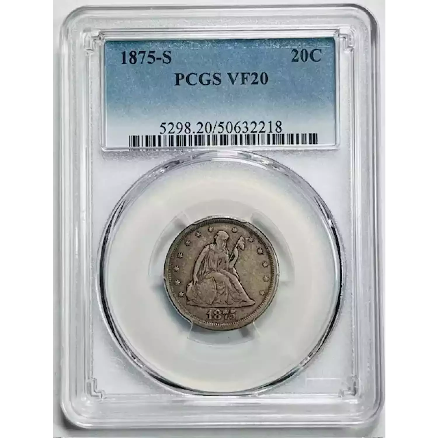 1875-S Seated Liberty Twenty Cents PCGS VF-20 - Bob Paul Rare Coins