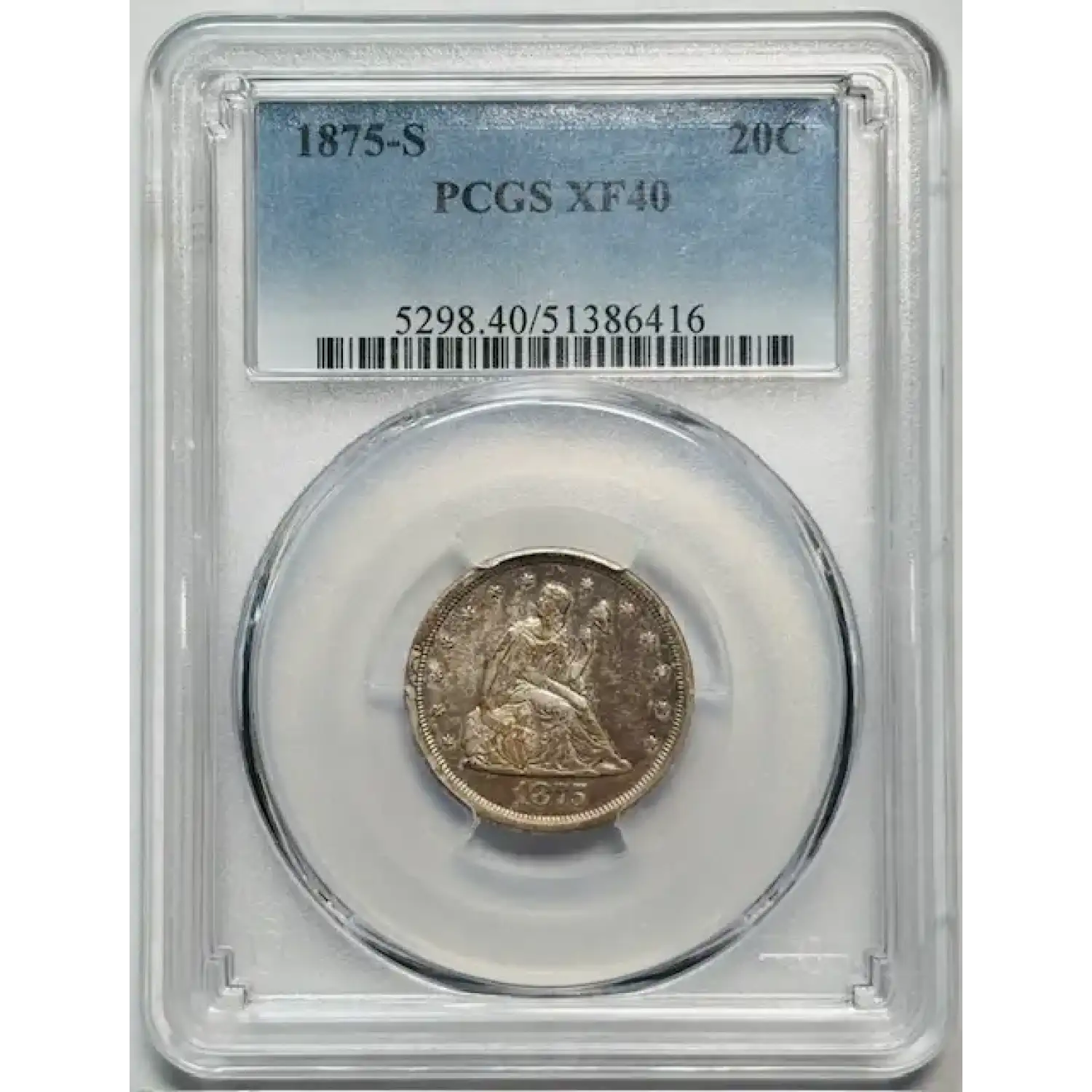 1875-S Seated Liberty Twenty Cents PCGS XF-40 - Bob Paul Rare Coins