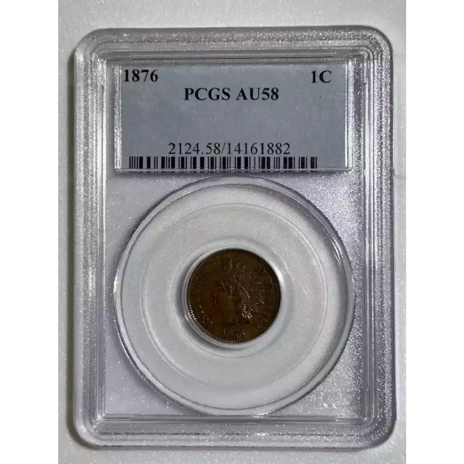 1876 Small Cents Indian Head PCGS AU-58 BN - Bob Paul Rare Coins