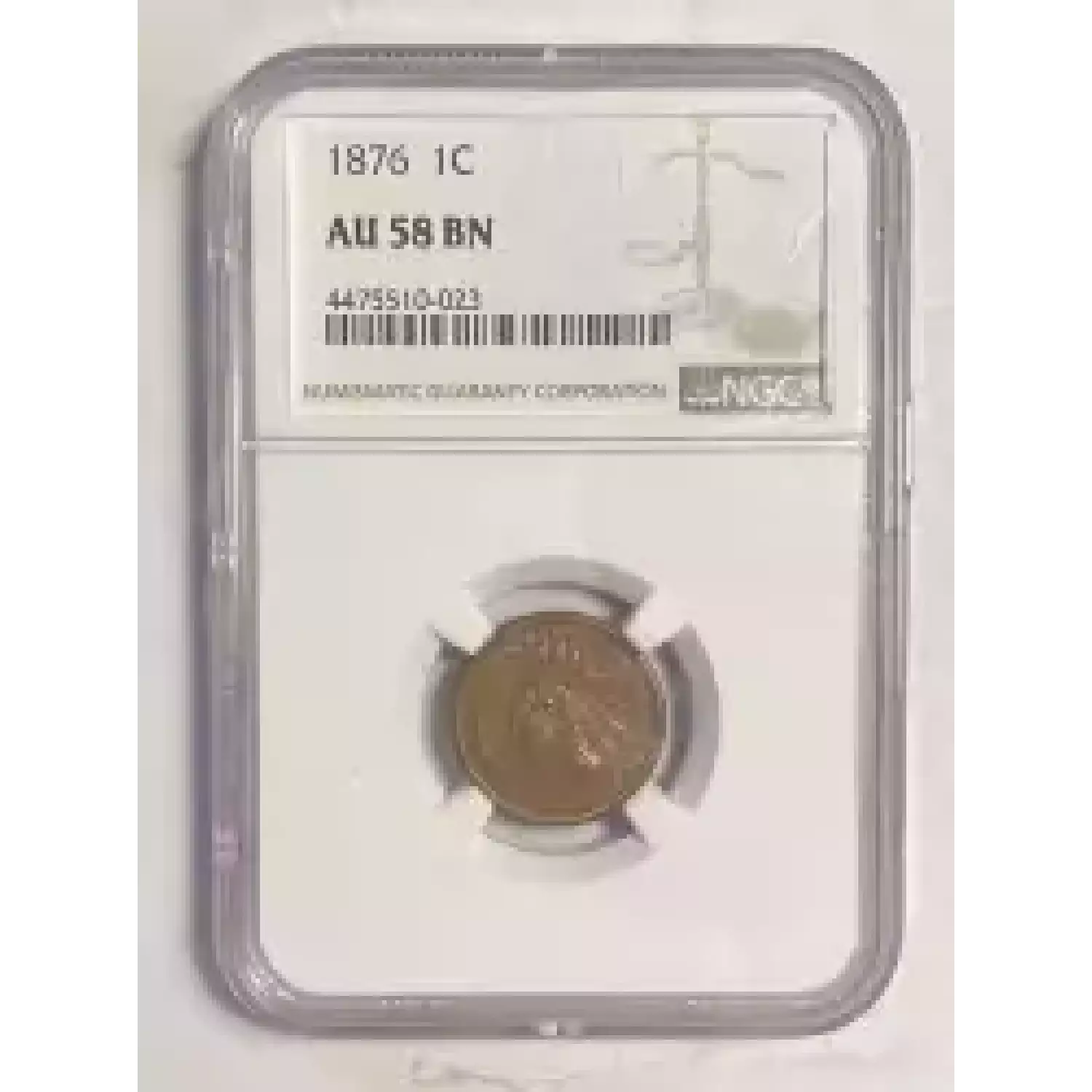1876 Small Cents Indian Head NGC AU-58 BN - Bob Paul Rare Coins