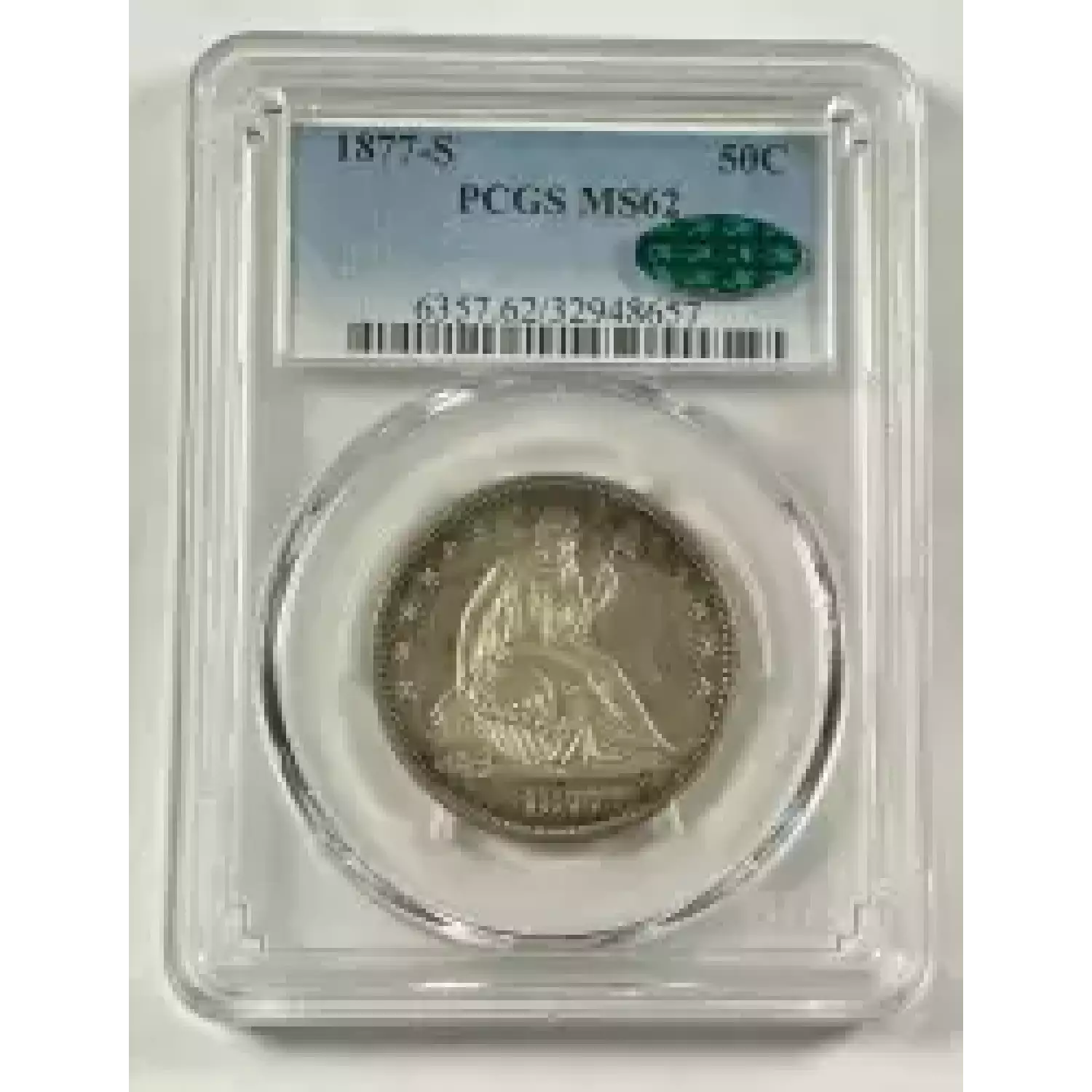 1877-S Half Dollars Liberty Seated PCGS MS-62 NO DRAPERY CAC - Bob Paul Rare Coins