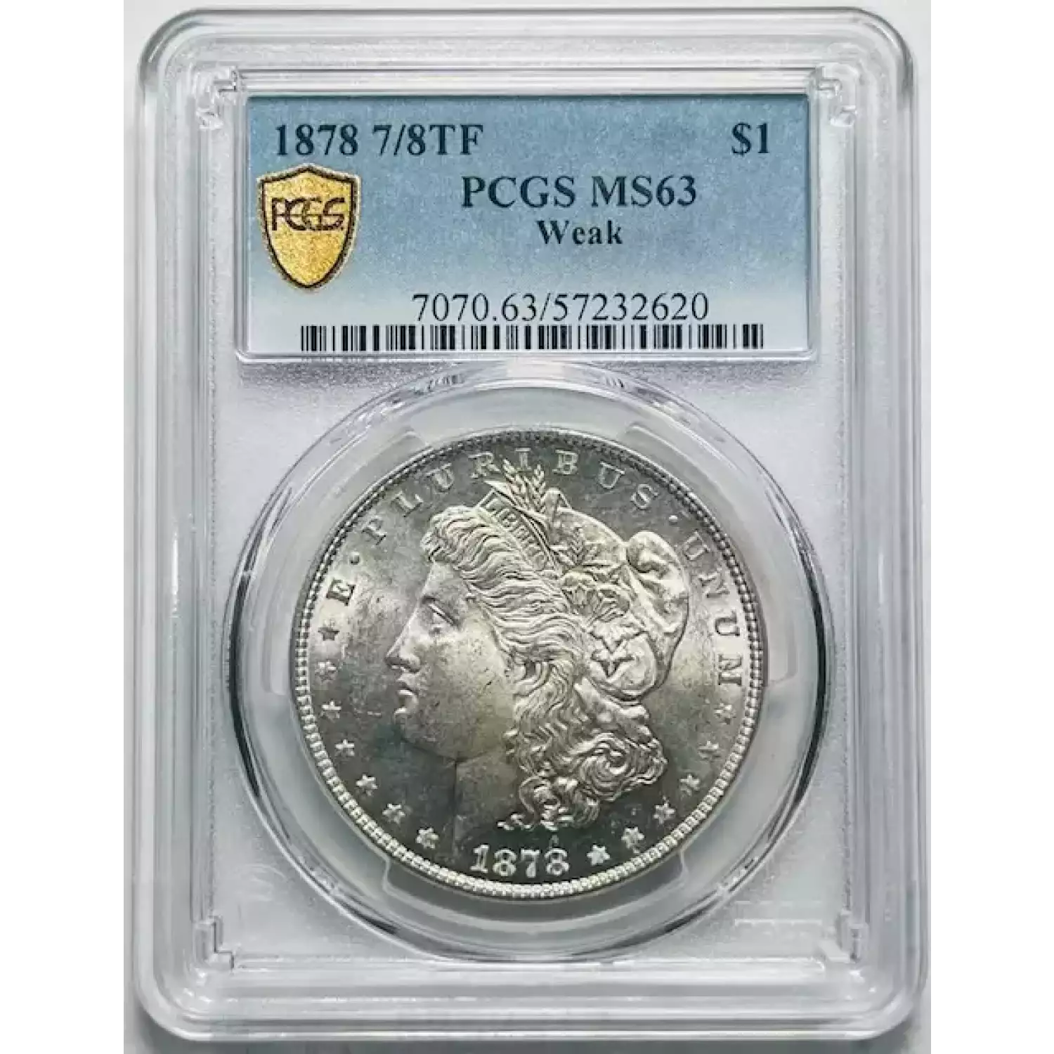 1878 Morgan Silver Dollar PCGS MS-63 7TF, Reverse of 1878 - Bob Paul ...