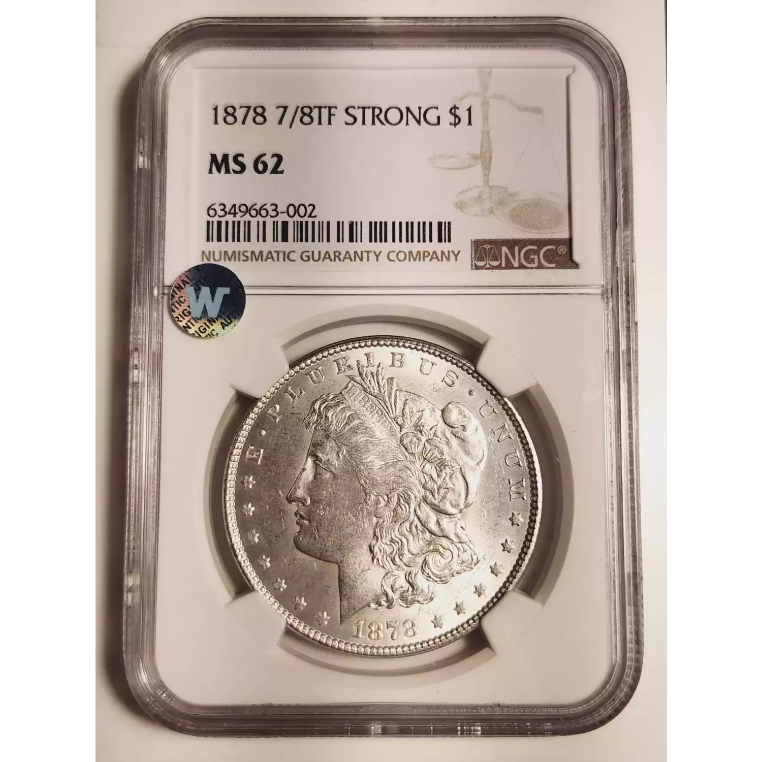 1878 Morgan Silver Dollar NGC MS-62 7/8TF - Strong Sight White - Bob Paul Rare Coins