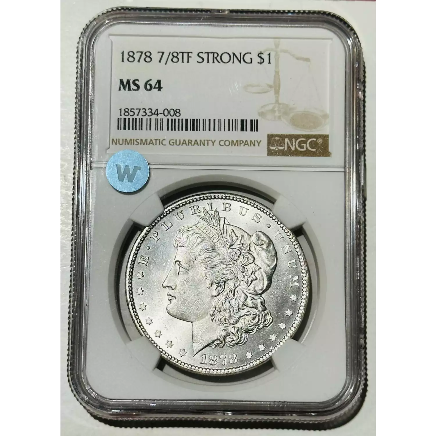 1878 Morgan Silver Dollar NGC MS-64 7/8TF Sight White - Bob Paul Rare Coins