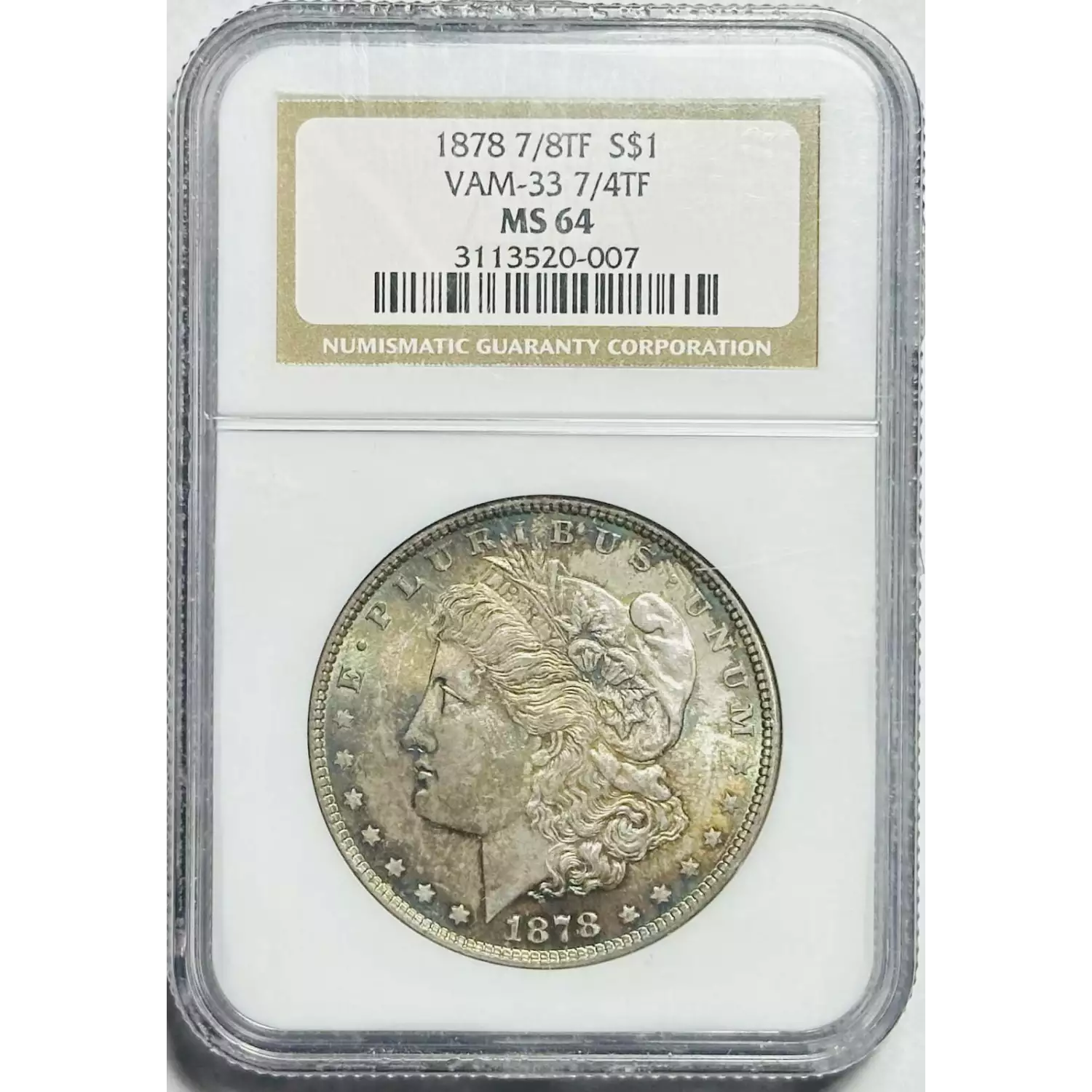 1878 Morgan Silver Dollar NGC MS-64 7/8TF VAM-33 7/4TF - Bob Paul Rare Coins