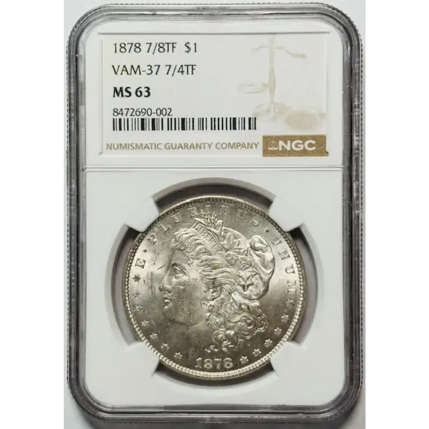 1878 Morgan Silver Dollar NGC MS-63 7/8TF VAM-37 7/4TF - Bob Paul Rare ...