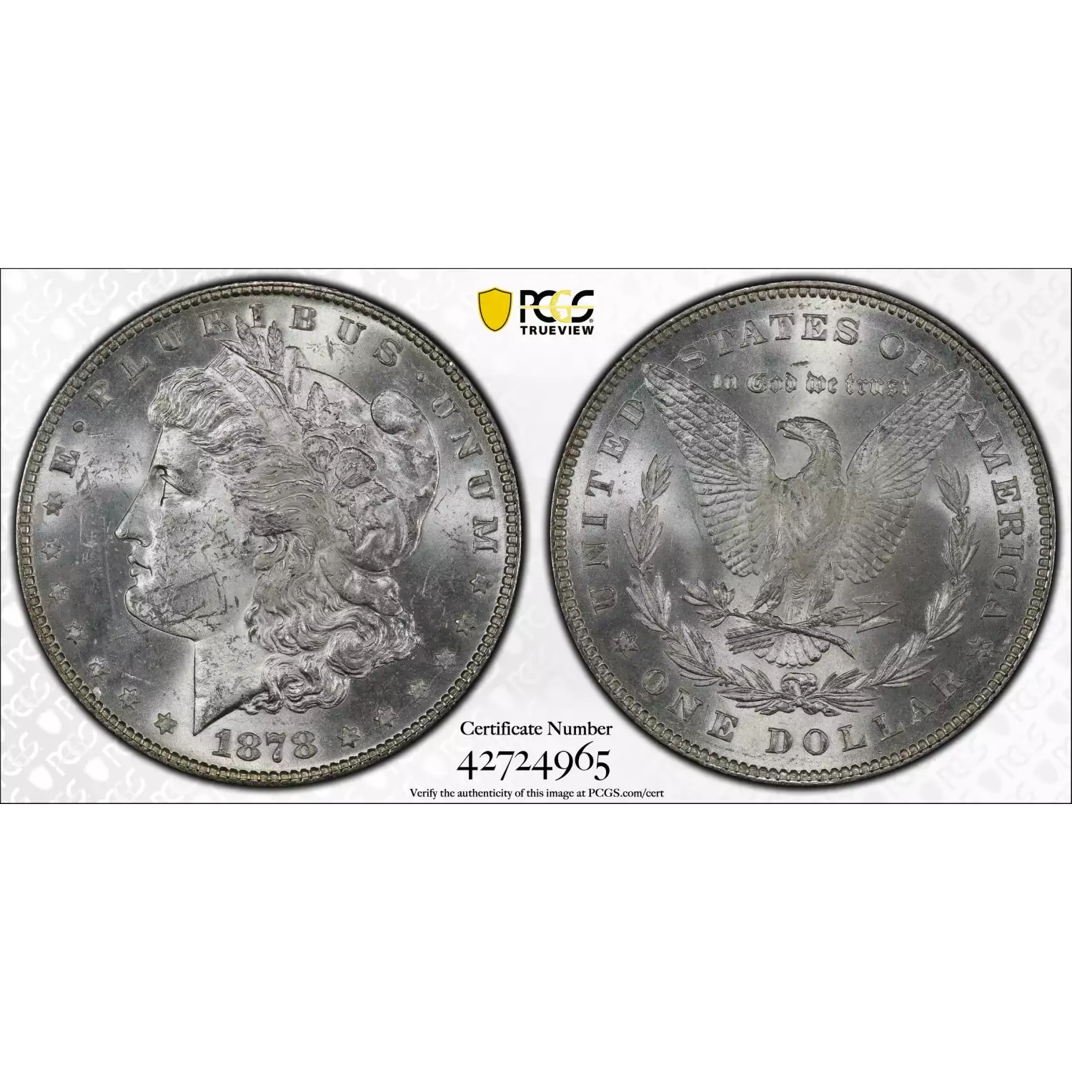 1878 Morgan Silver Dollar PCGS MS-61 7/8TF Strong - Bob Paul Rare Coins