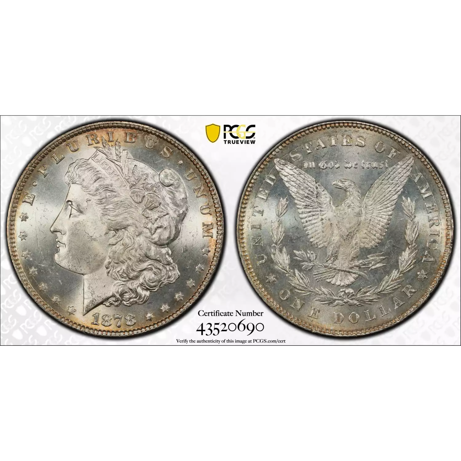 1878 Morgan Silver Dollar PCGS MS-65 7/8TF Strong - Bob Paul Rare Coins