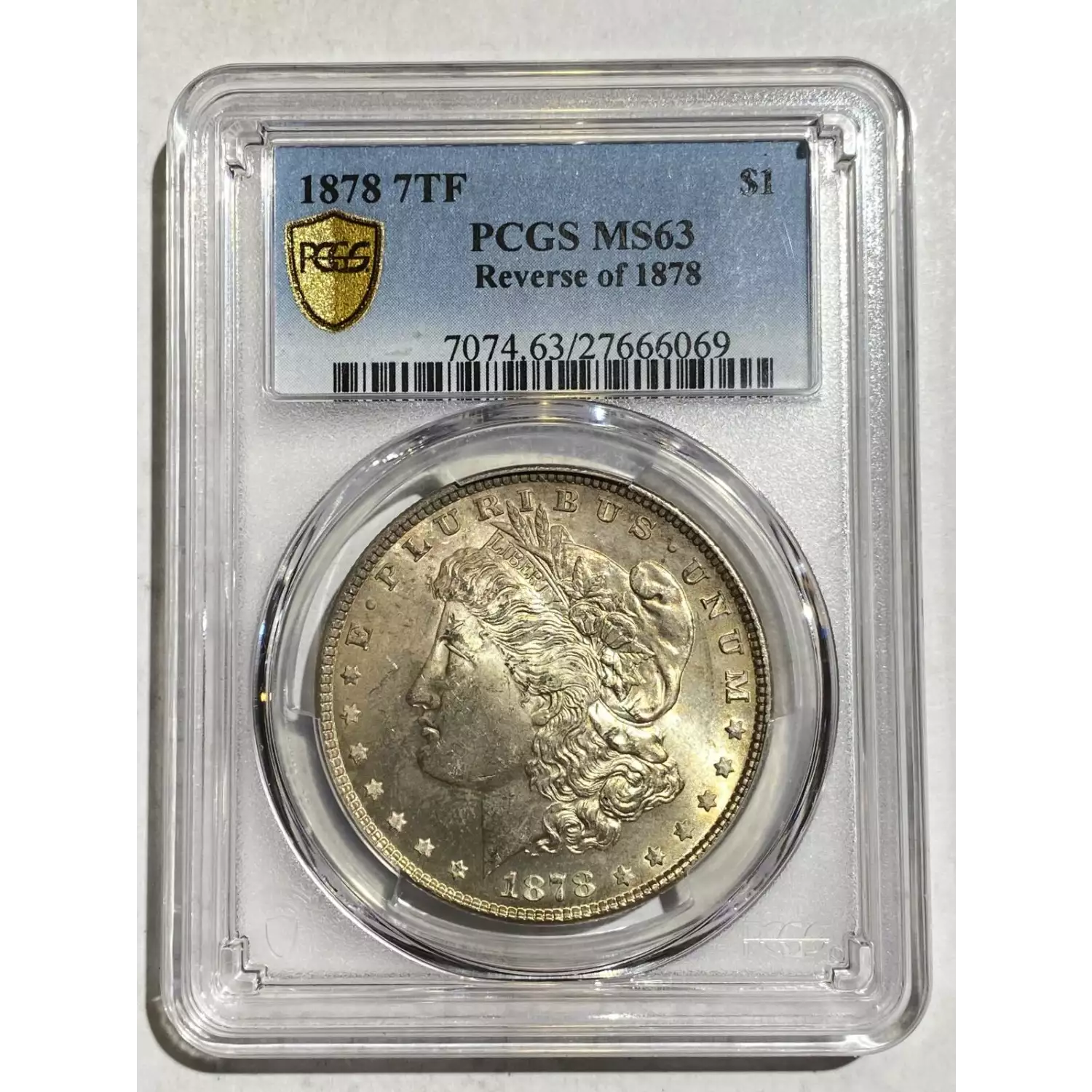 1878 Morgan Silver Dollar PCGS MS-63 7TF, Reverse of 1878 - Bob Paul Rare Coins