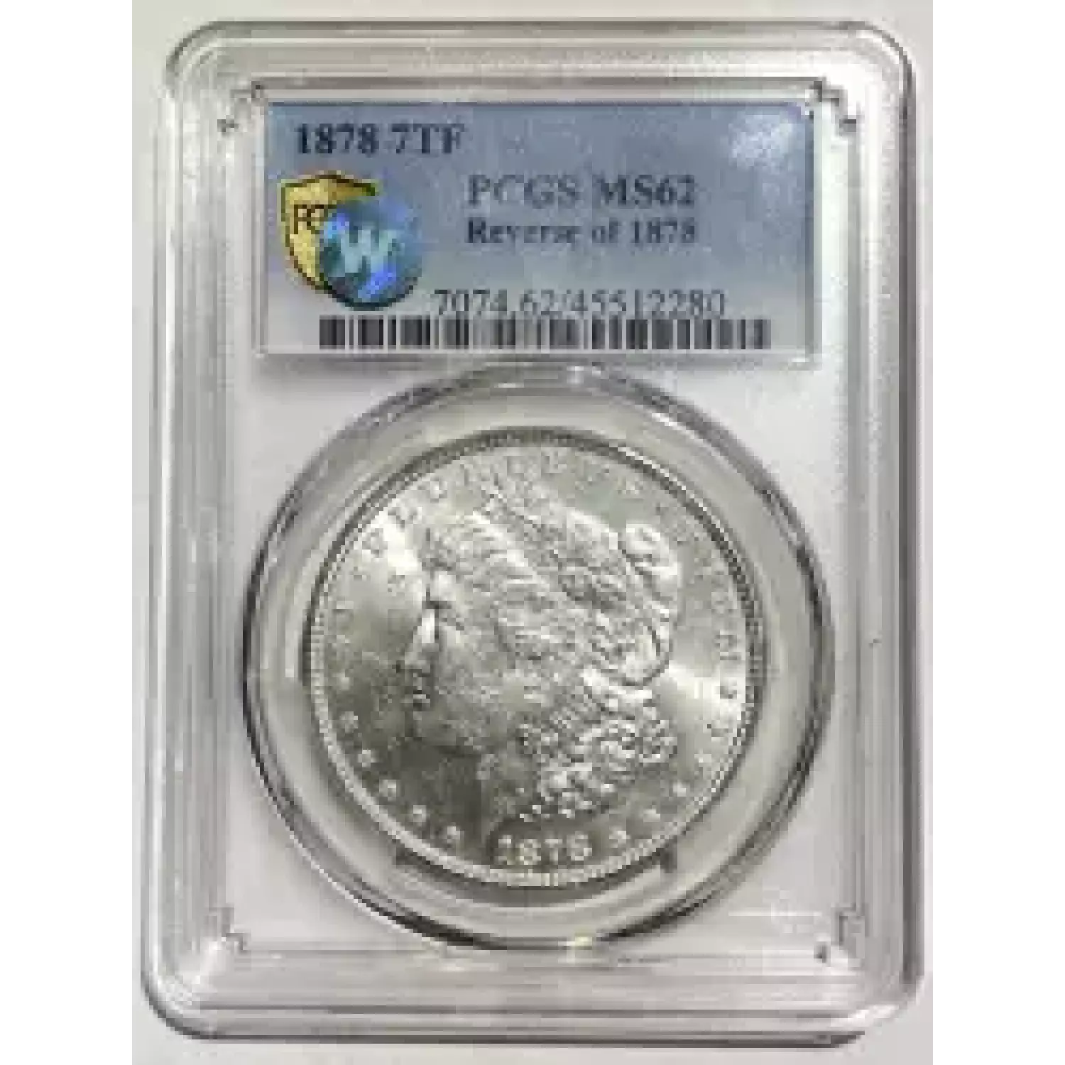 1878 Morgan Silver Dollar PCGS MS-62 7TF, Reverse of 1878 Sight White ...