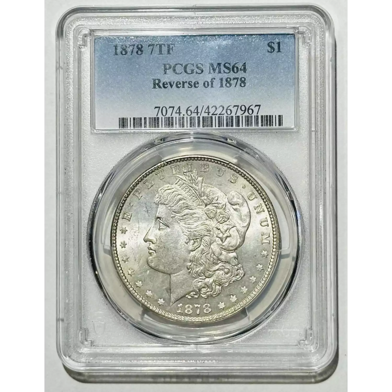 1878 Morgan Silver Dollar PCGS MS-64 7TF, Reverse of 1878 - Bob Paul Rare Coins