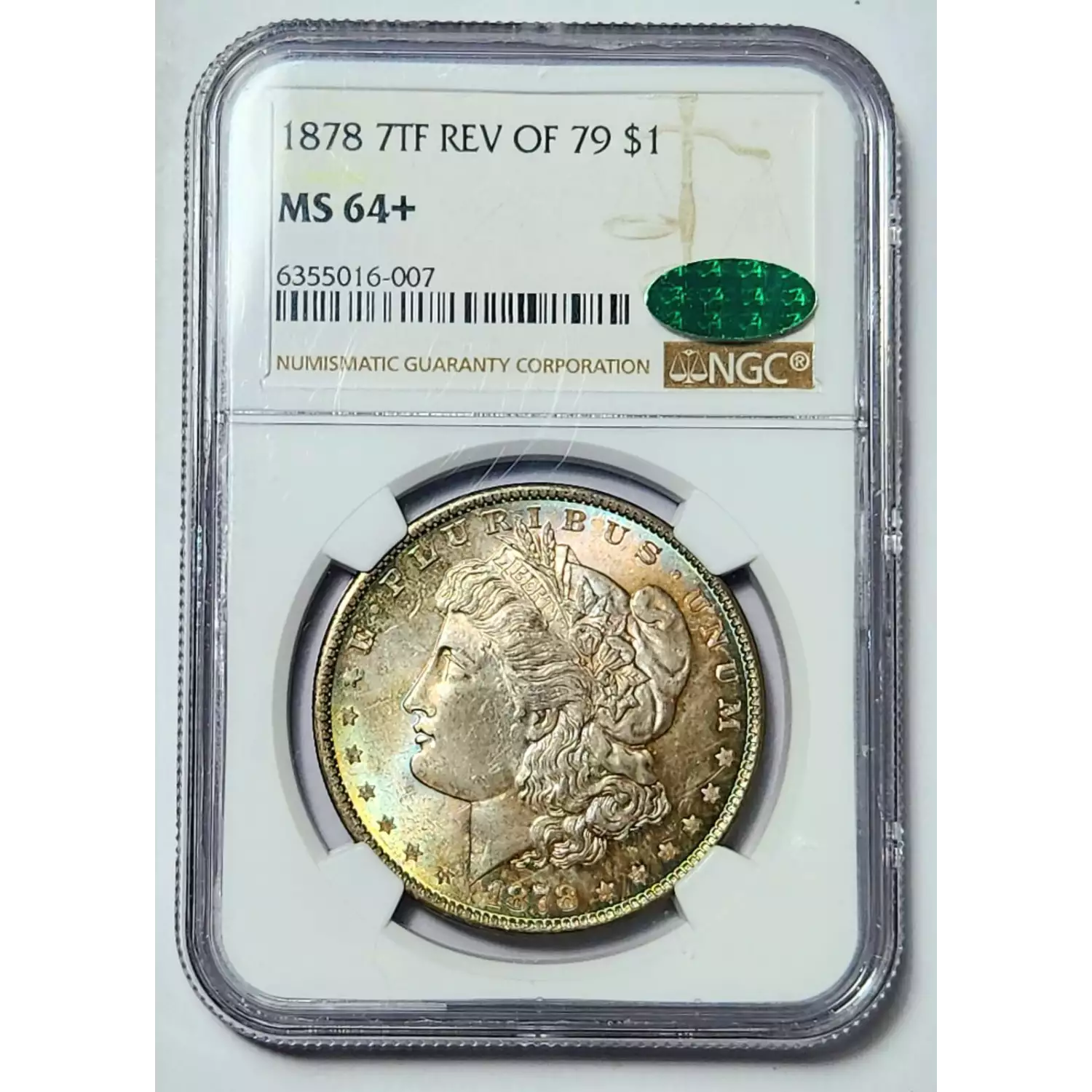 1878 7TF Morgan Silver Dollar NGC MS-64+ - REV OF 79 CAC - Bob Paul Rare Coins
