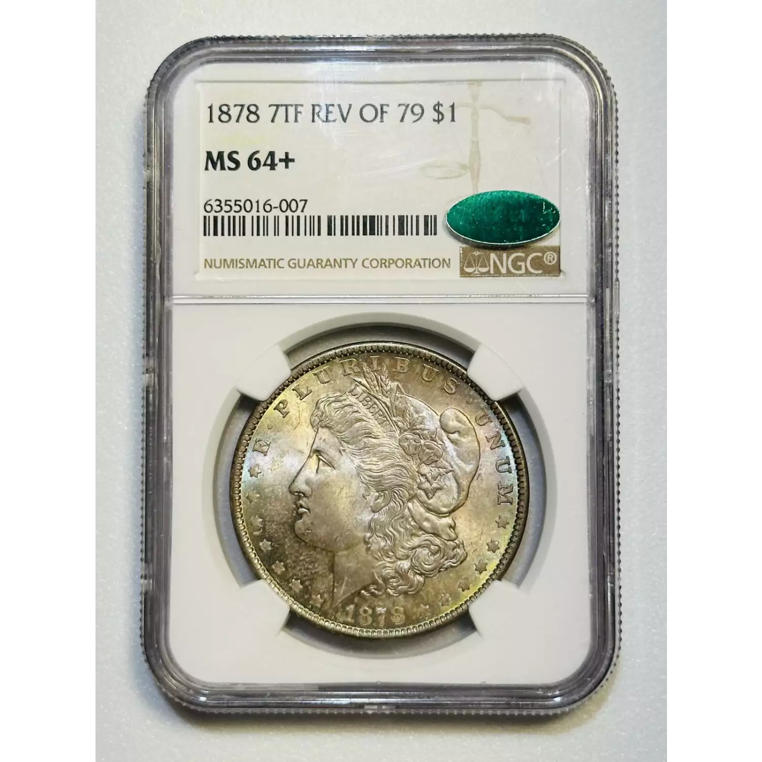1878 Morgan Silver Dollar NGC MS-64+ 7TF CAC - Bob Paul Rare Coins