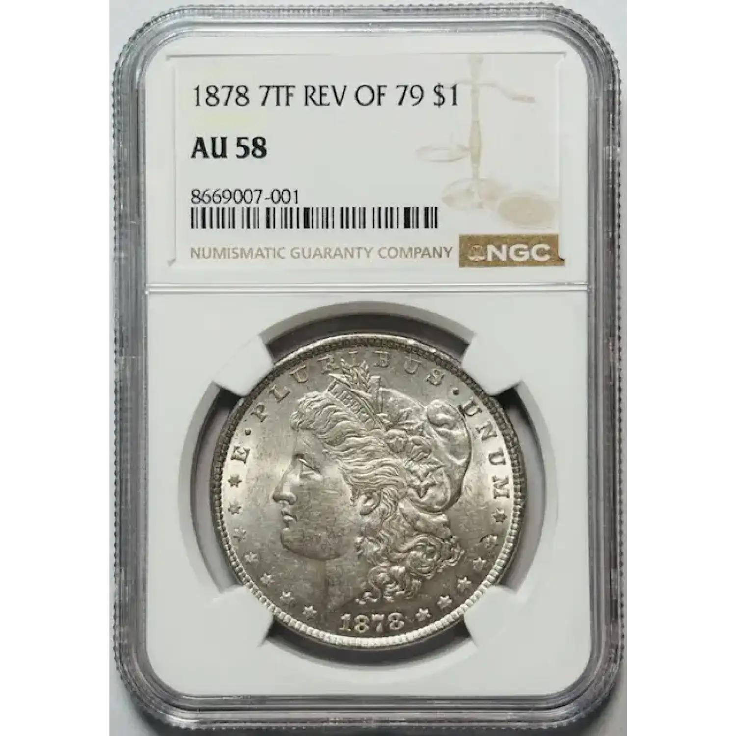 1878 Morgan Silver Dollar NGC AU-58 7TF - Bob Paul Rare Coins