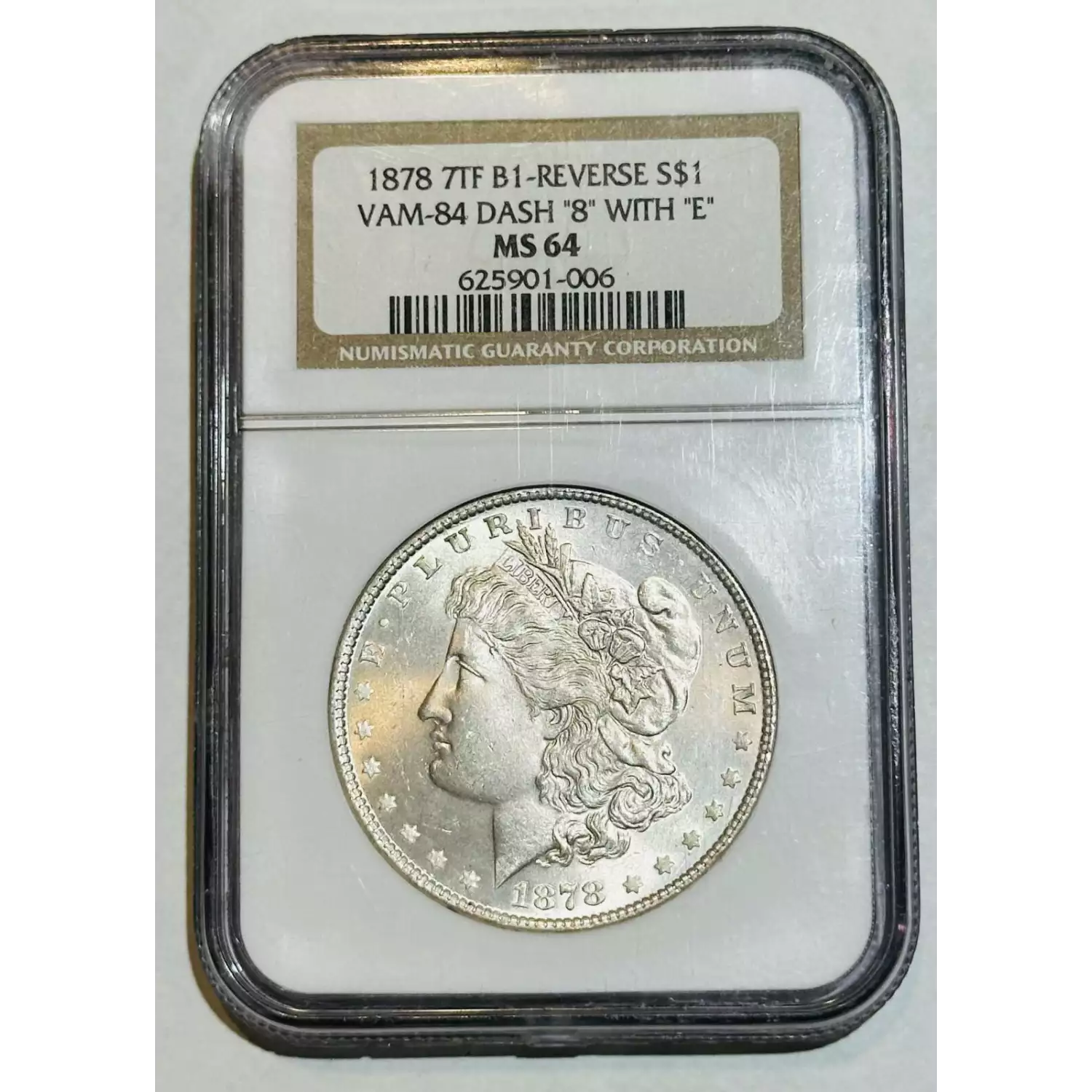 1878 Morgan Silver Dollar NGC MS-64 7TF VAM-84A DASH ""8"" WITH ""E ...