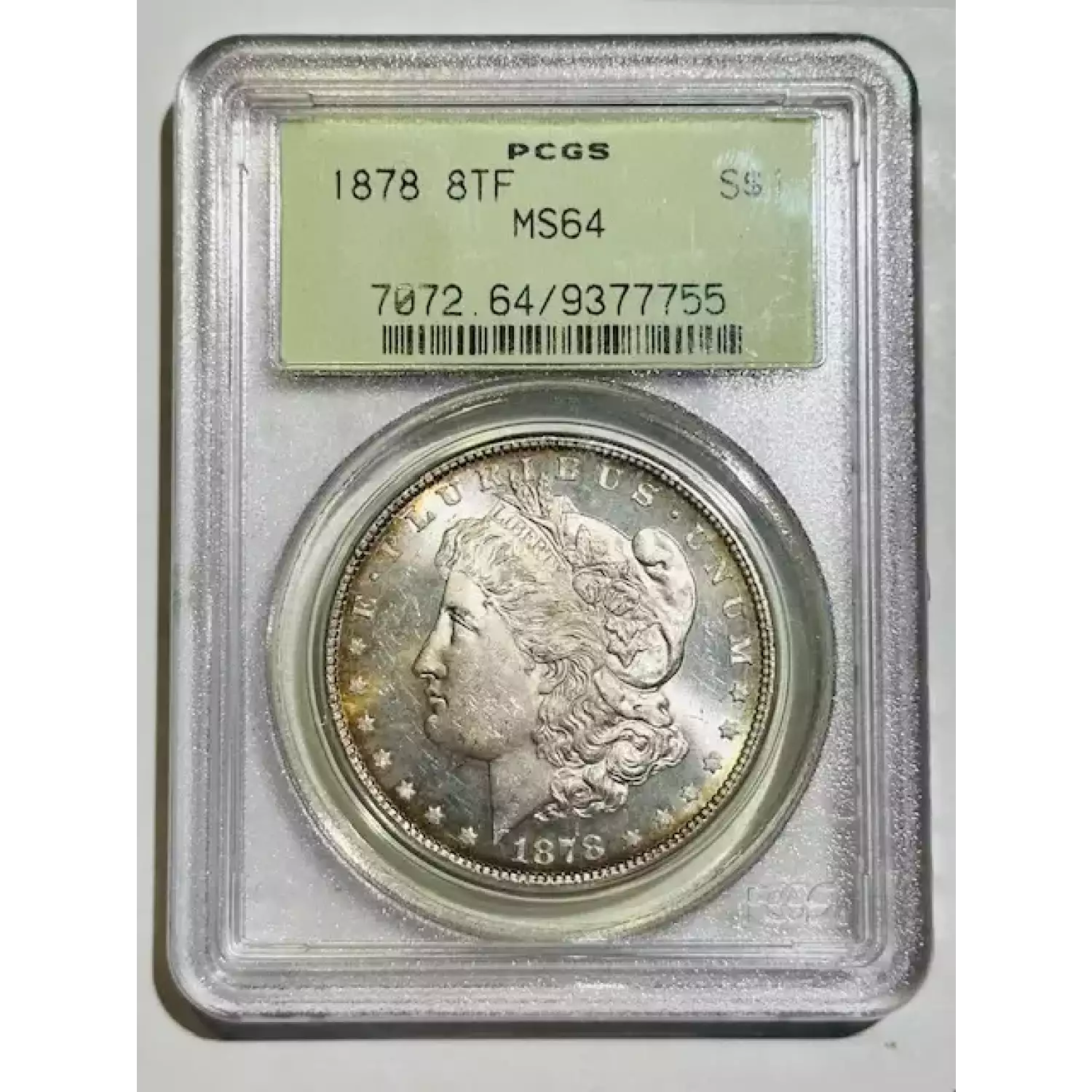 1878 Morgan Silver Dollar PCGS MS-64 8TF- PRETTY! Old Green Holder OGH - Bob Paul Rare Coins