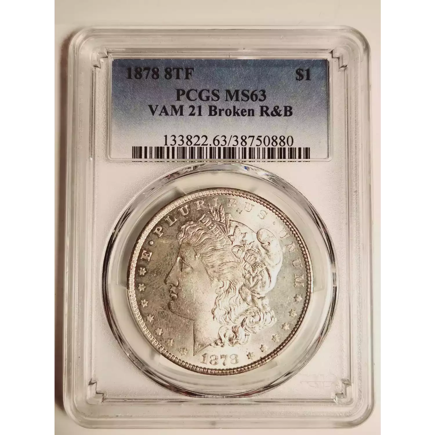1878 Morgan Silver Dollar PCGS MS-63 8TF - VAM 21 - Broken R & B - PQ ...