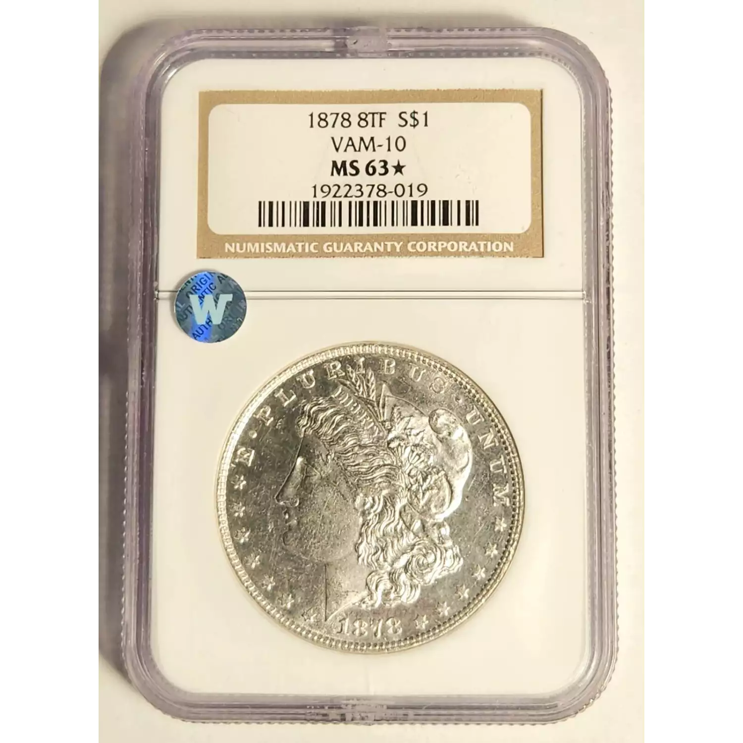 1878 8TF Morgan Silver Dollar NGC MS-63* 8TF VAM-10 Sight White - Bob Paul Rare Coins