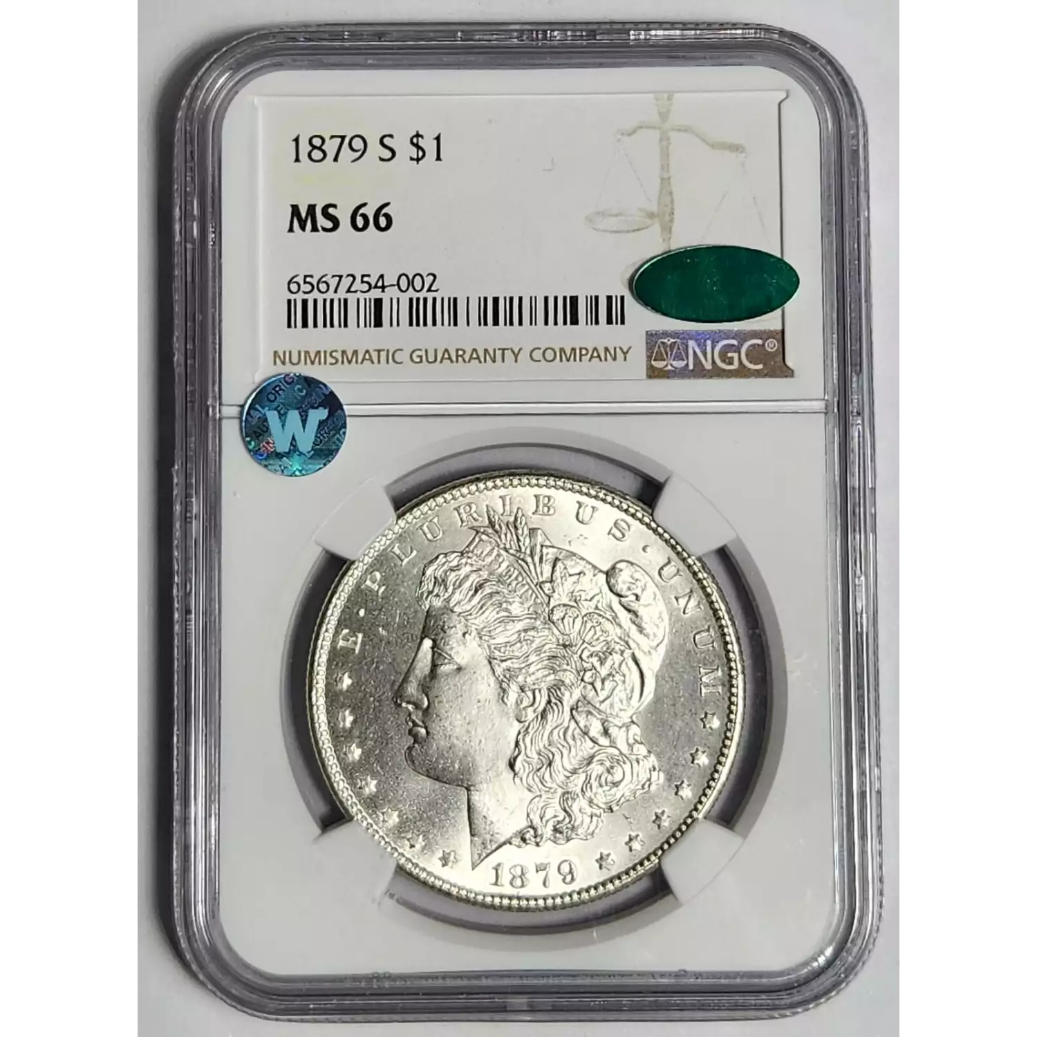 1879-S Morgan Silver Dollar NGC MS-66 CAC, Sight White - Bob Paul Rare Coins
