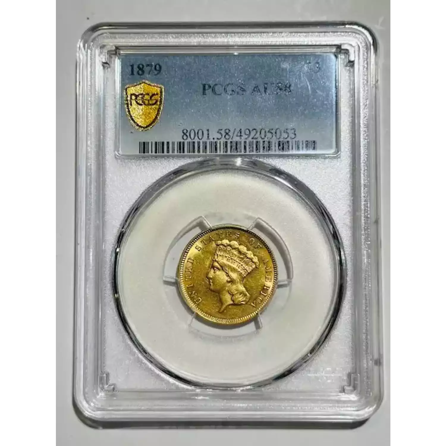 1879 Gold Three Dollars $3 Indian Princess Head PCGS AU-58 Very Pretty ...